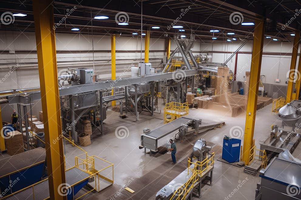 Extraction and Processing Facility, with Robotic Arms and Conveyor ...