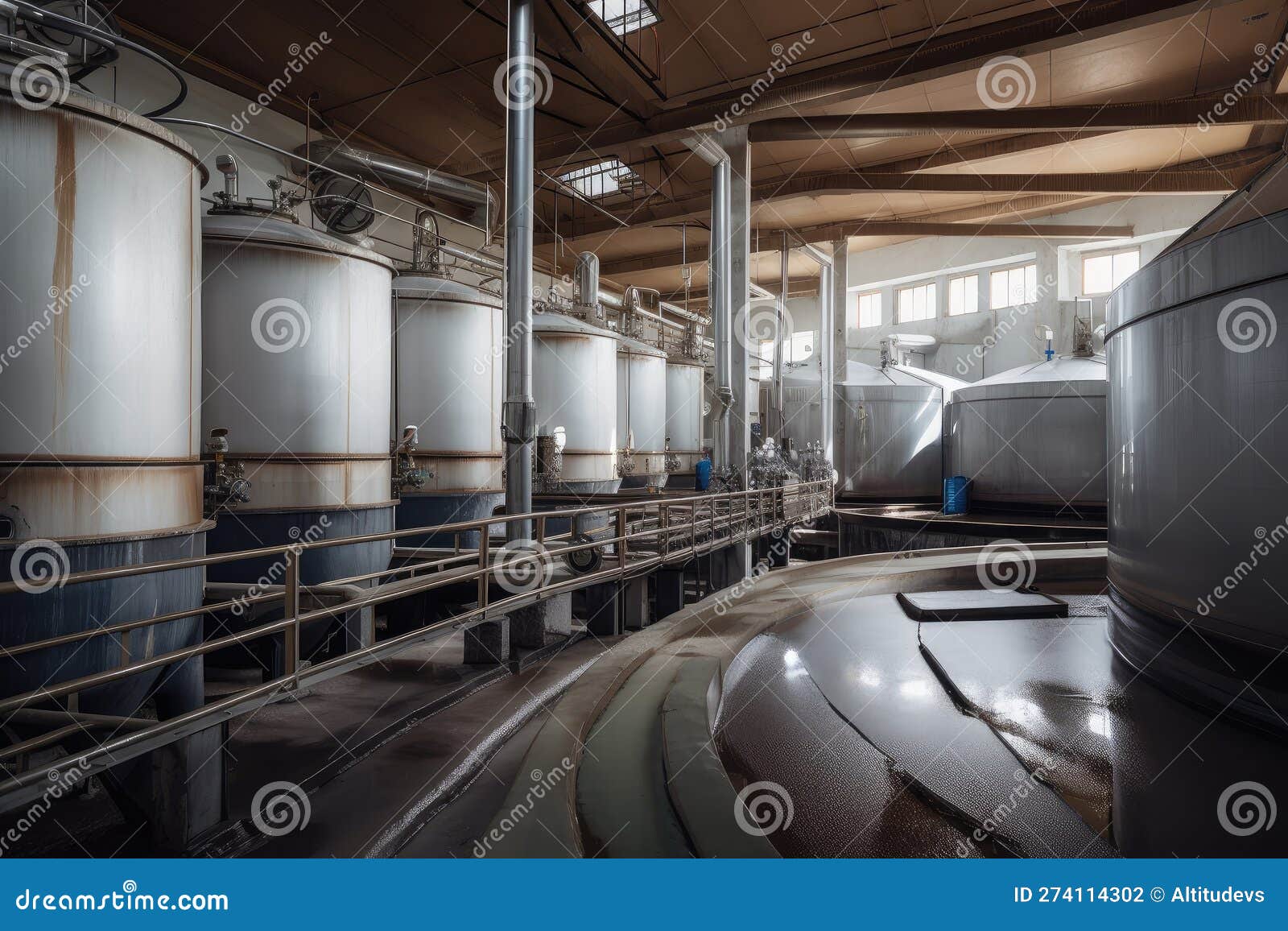 Extraction and Processing Facility, with Vats and Tanks Used To Refine ...