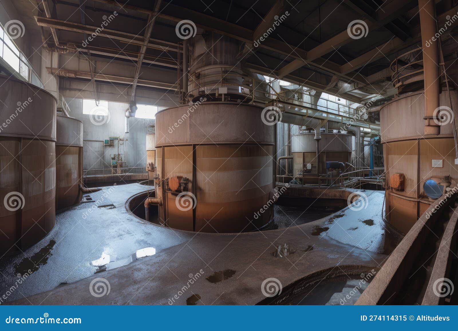 Extraction and Processing Facility, with Vats and Tanks Used To Refine ...