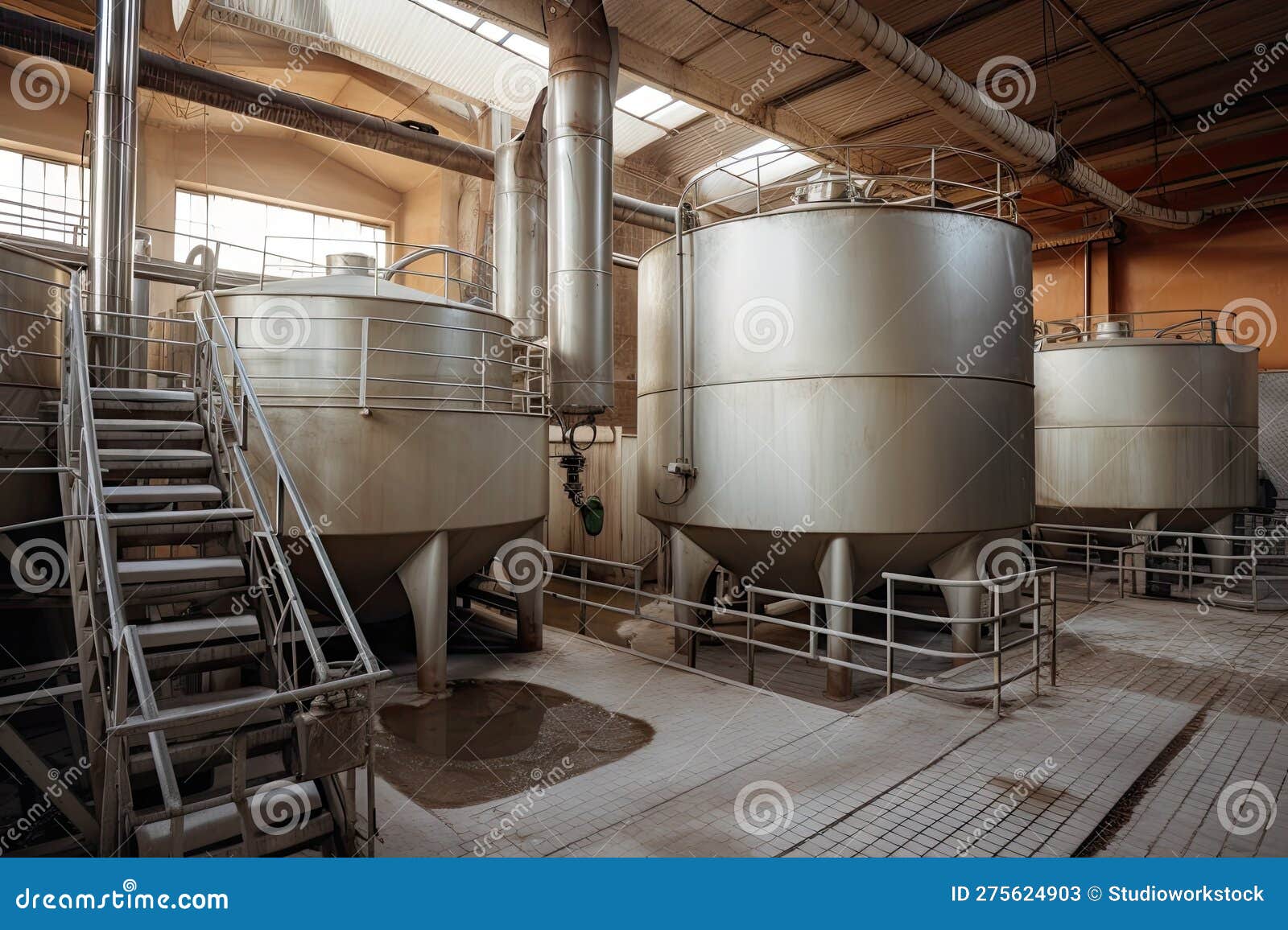 Extraction and Processing Facility, with Vats and Tanks Used To Refine ...