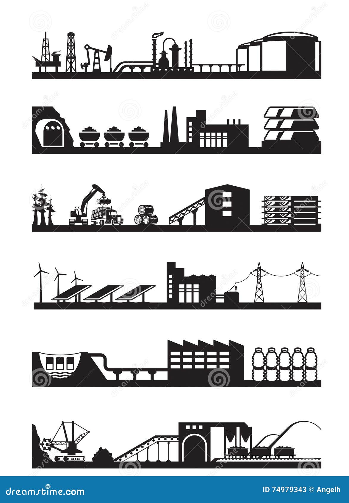 Extraction and Processing of Natural Resources Stock Vector ...