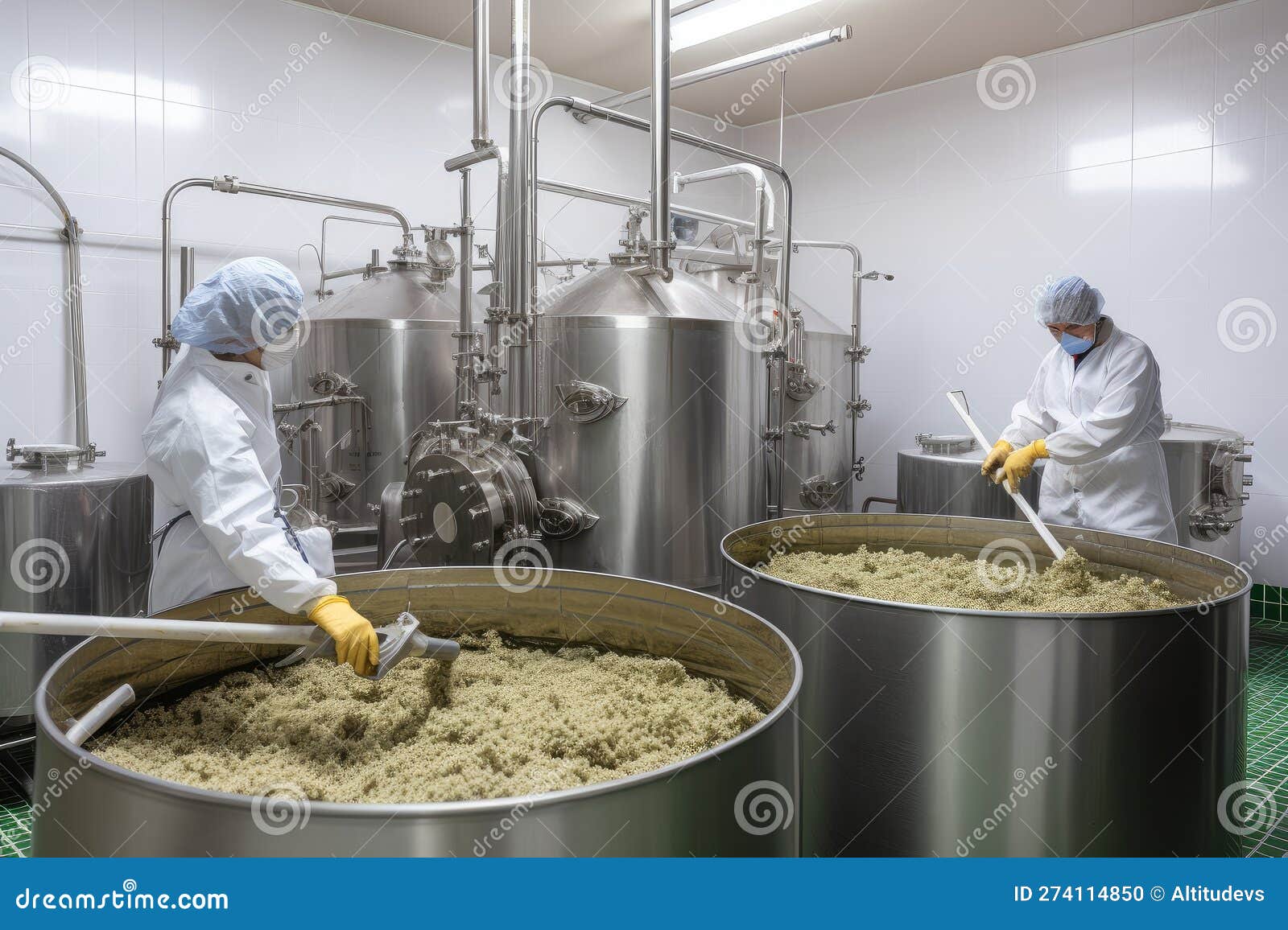 Extraction and Processing Plant, with Workers Extracting Essential Oils ...