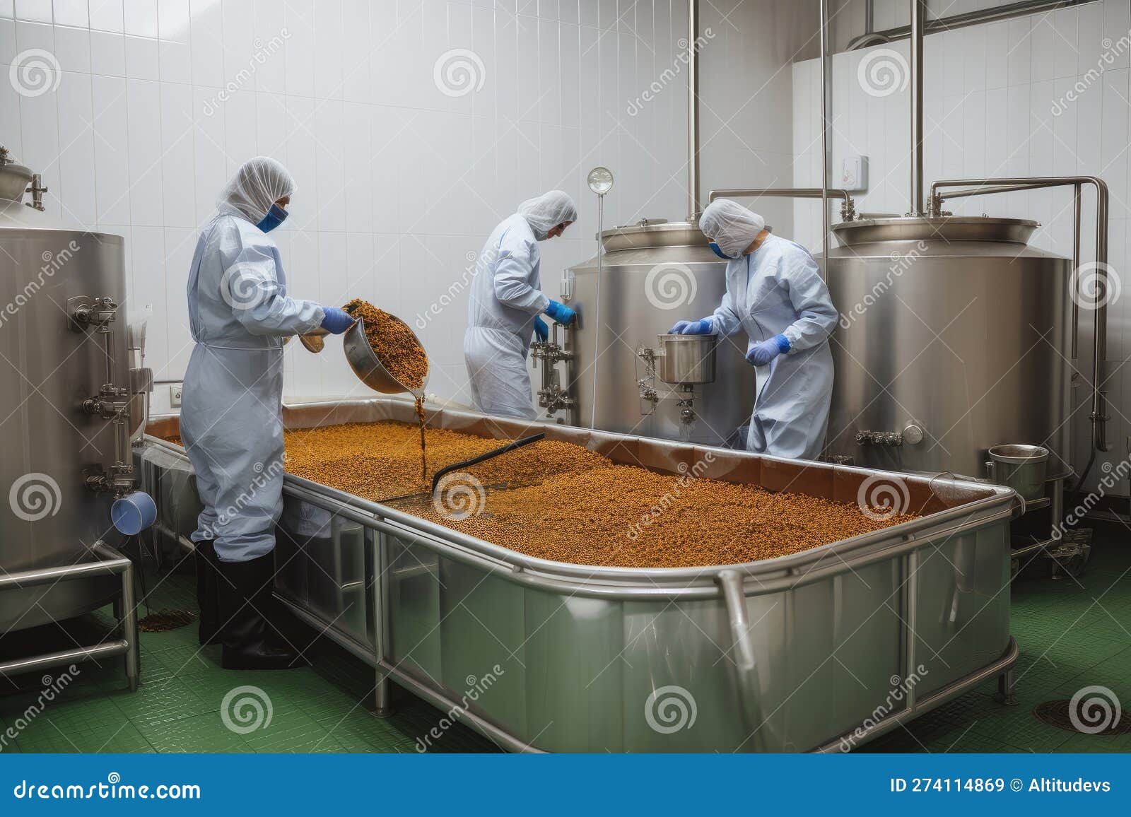 Extraction and Processing Plant, with Workers Extracting Essential Oils ...
