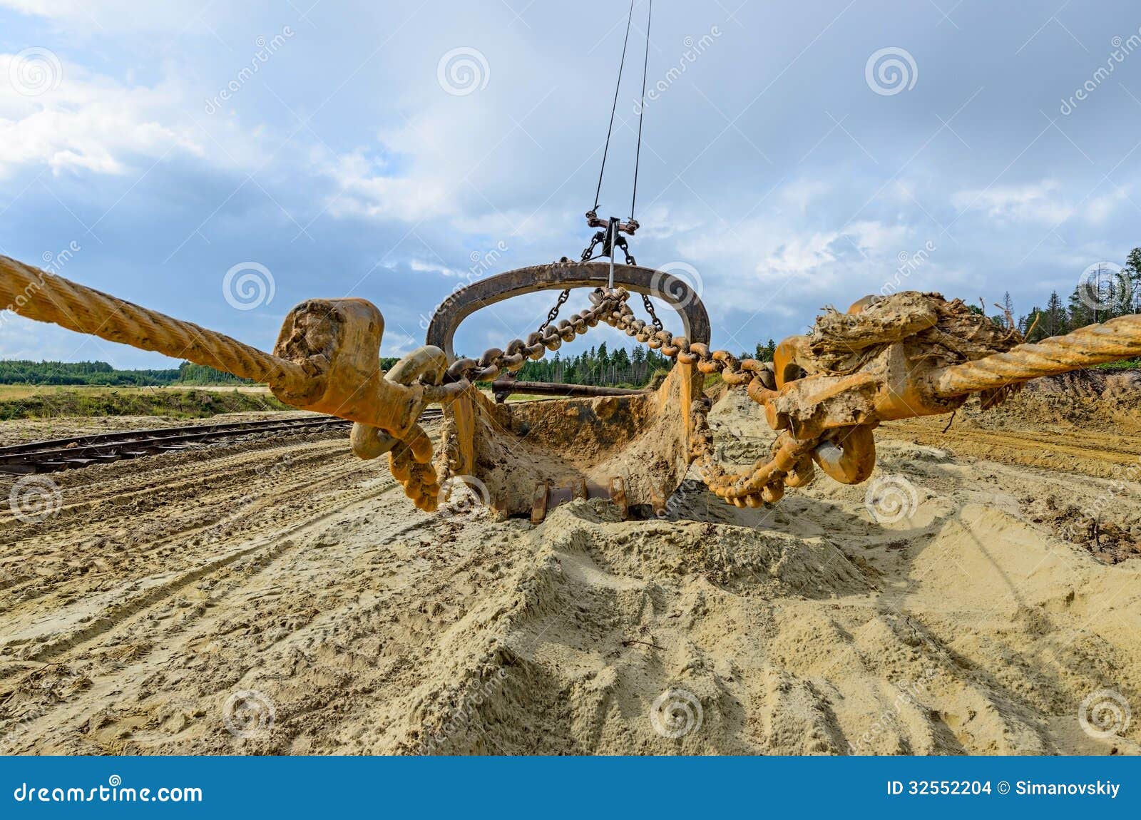 Extraction of Quartz Sand Walking Excavators. Stock Photo - Image of ...