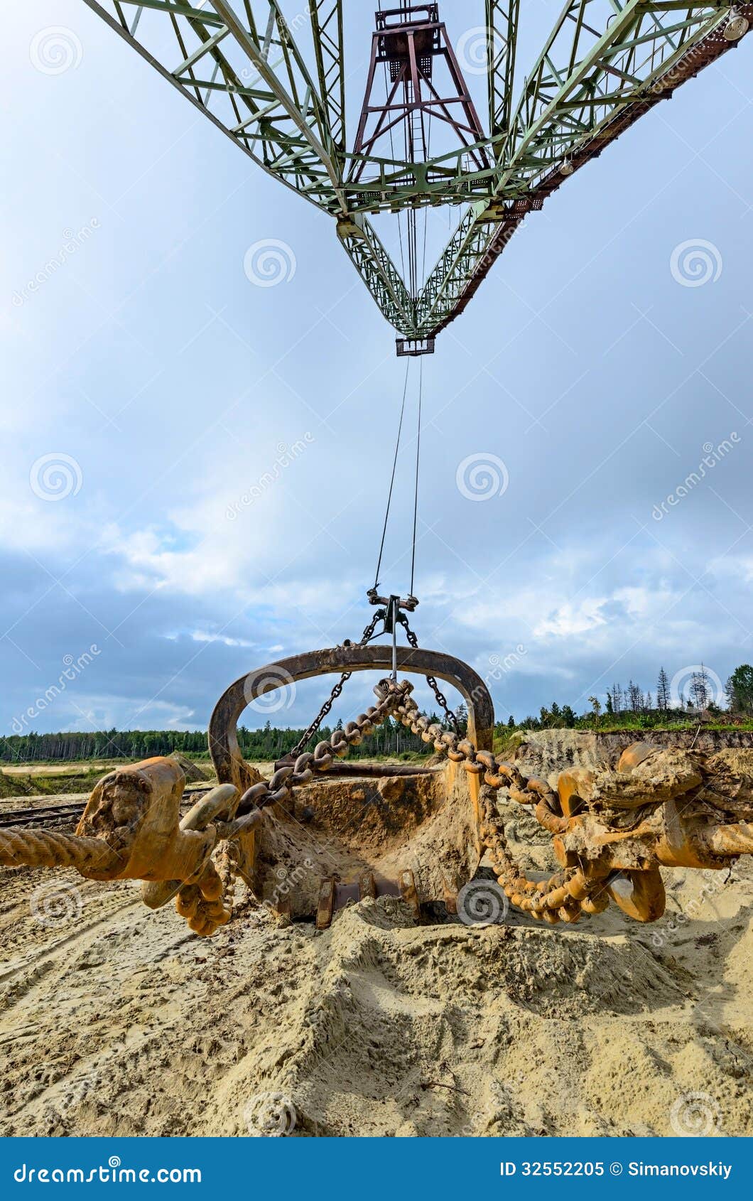 Extraction of Quartz Sand Walking Excavators. Stock Image - Image of ...