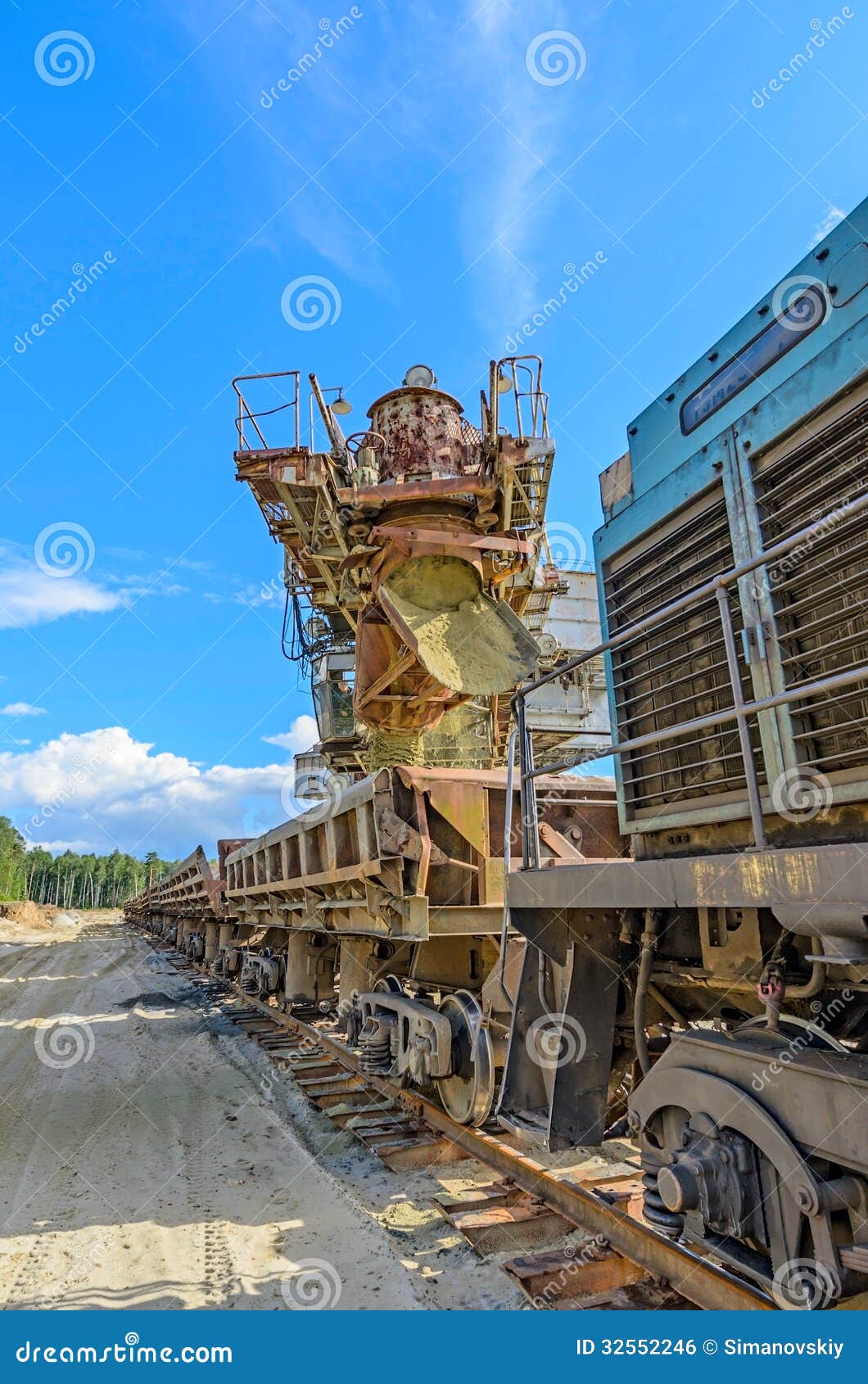 Extraction of Quartz Sand Walking Excavators. Stock Photo - Image of ...