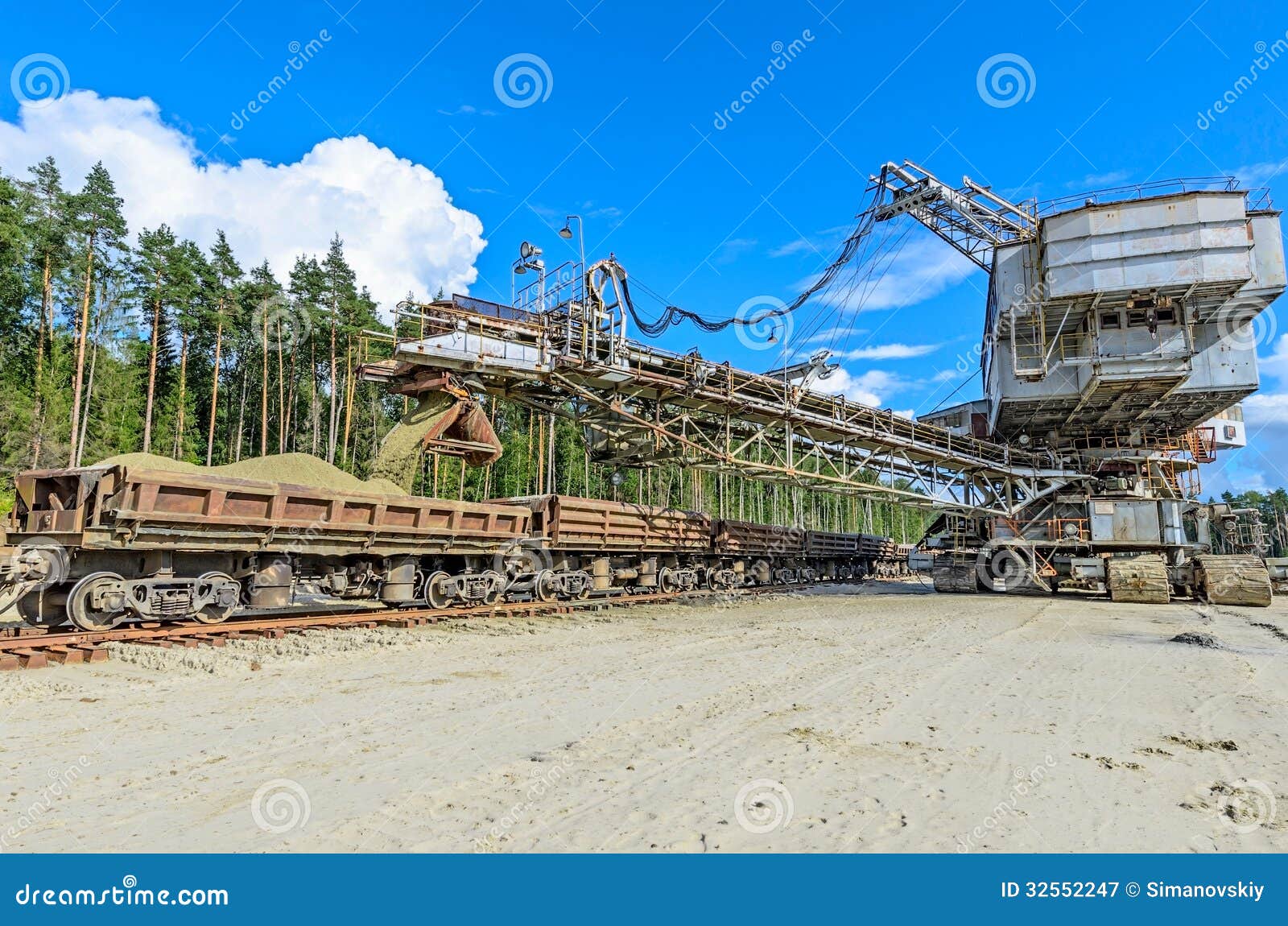 Extraction of Quartz Sand Walking Excavators. Stock Image - Image of ...