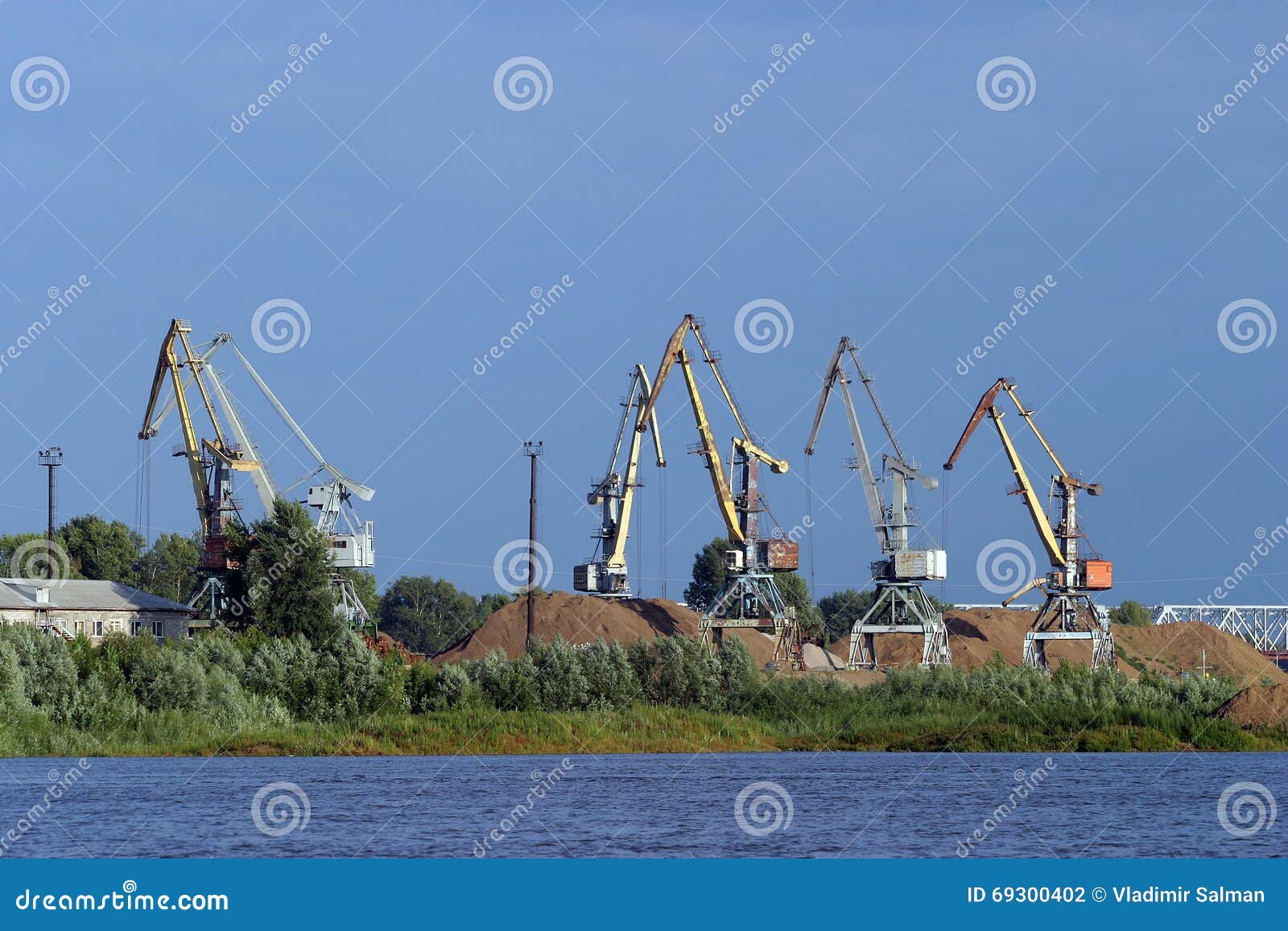 Extraction of Sand on the River Stock Photo - Image of sand ...