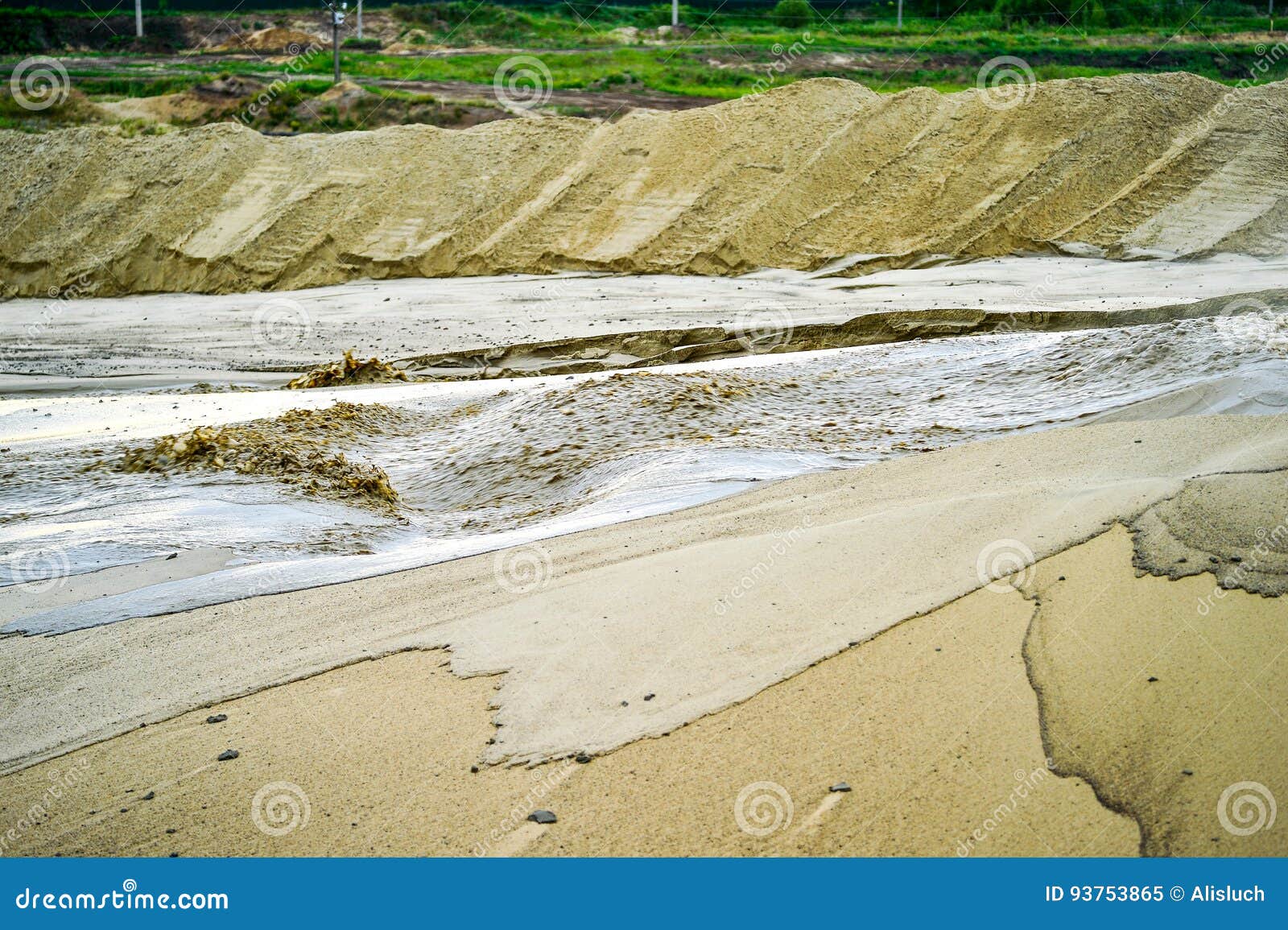 Extraction of Sand, Sand Pit with Water Stock Image - Image of backhoe ...