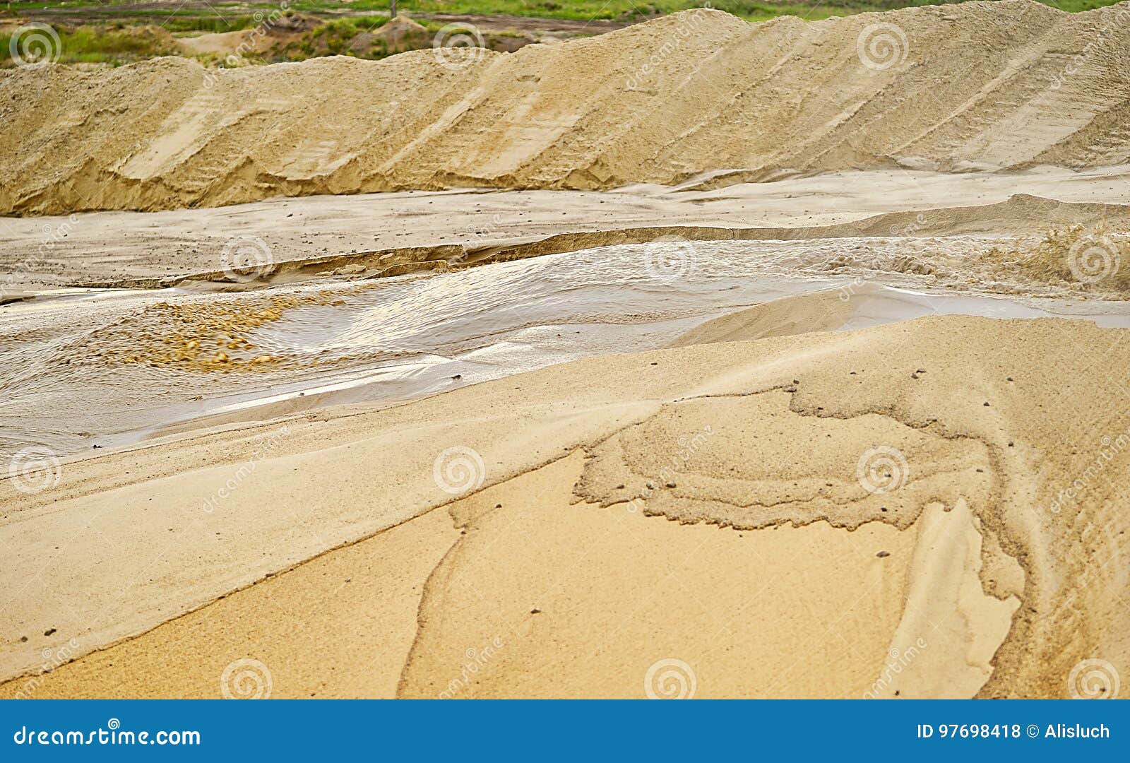Extraction of Sand, Sand Pit with Water Stock Photo - Image of backhoe ...
