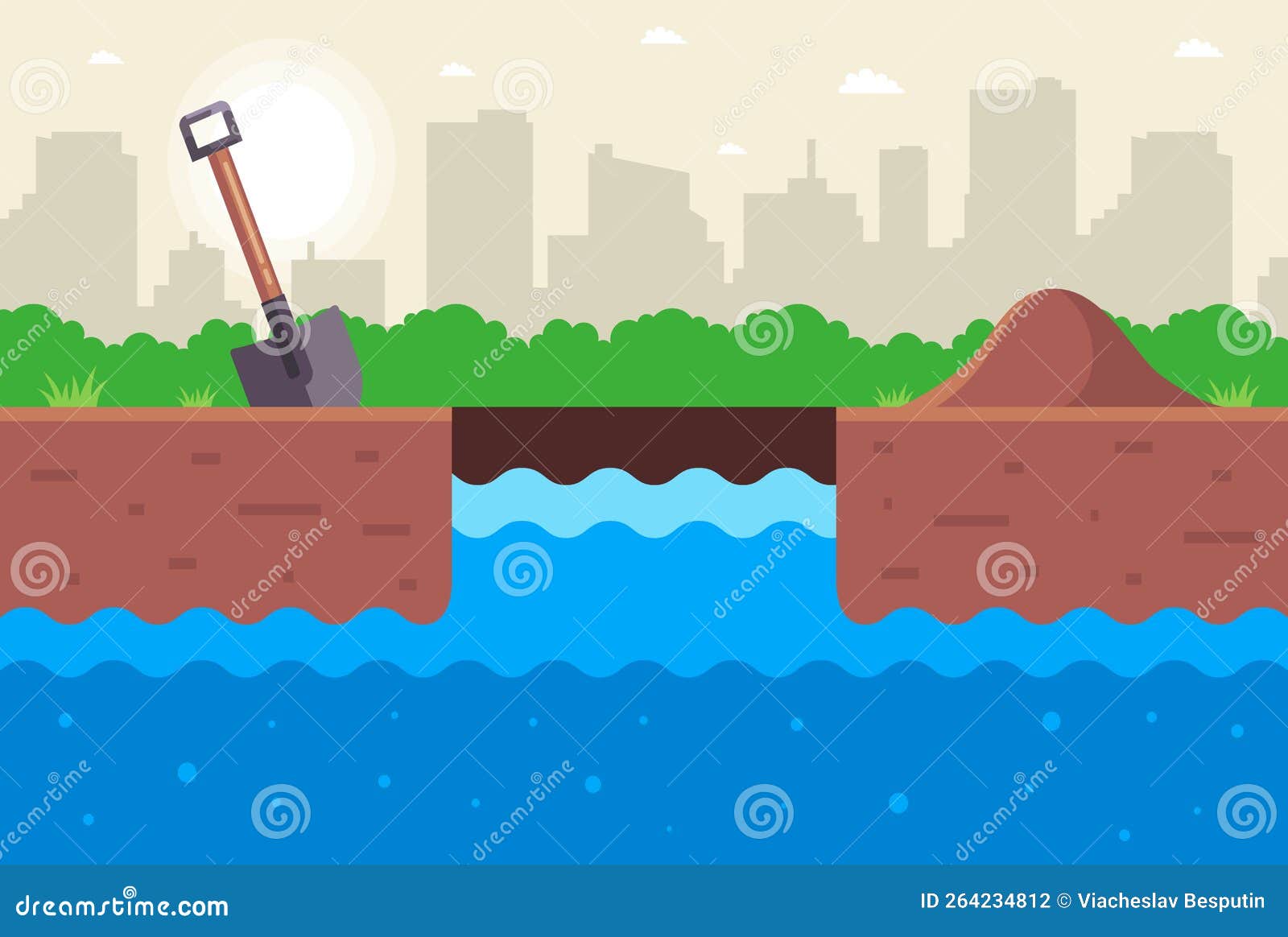 Extraction of Water from Underground. the Groundwater Stock Vector ...
