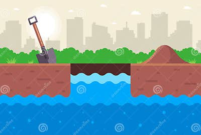 Extraction of Water from Underground. the Groundwater Stock Vector ...