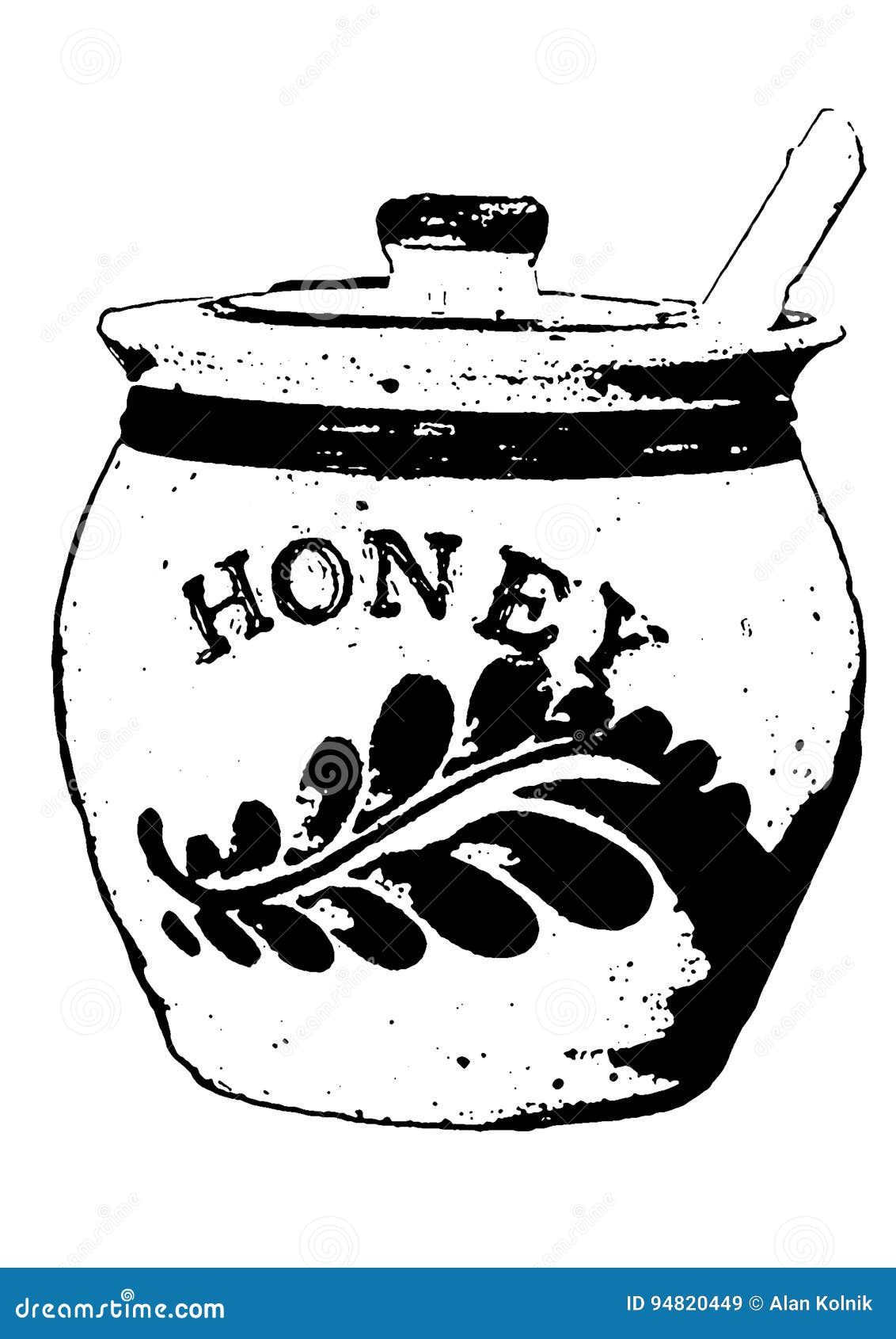 Extracto Del Pote De La Miel Blanco Y Negro Stock de ilustración ...
