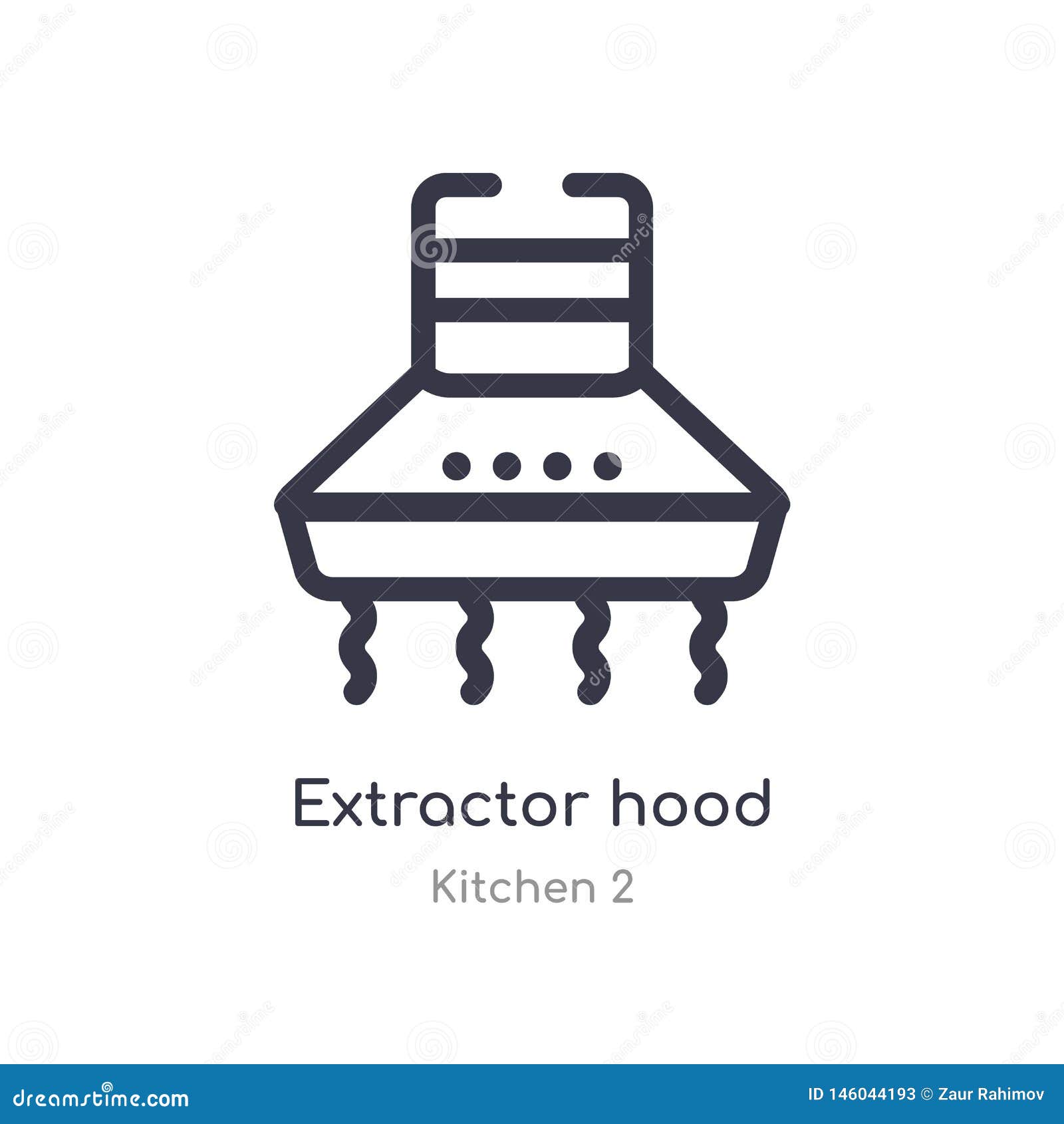Extractor Hood Outline Icon. Isolated Line Vector Illustration from ...