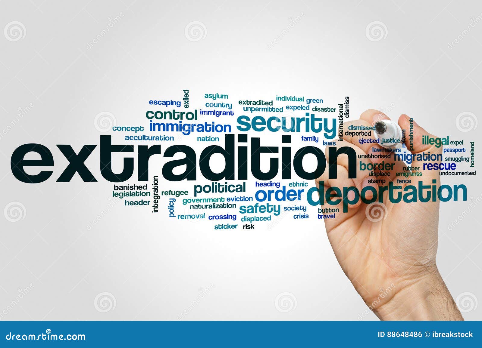 Extradition Word Cloud Concept on Grey Background Stock Illustration ...