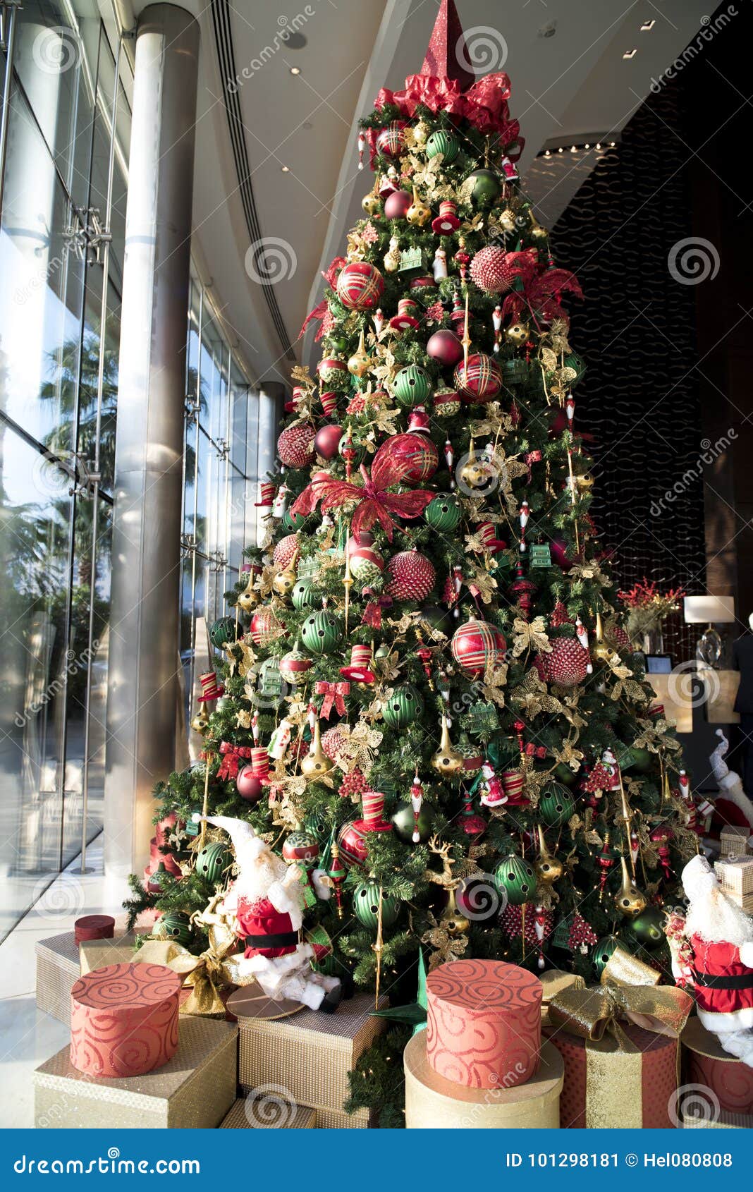 Extraordinary Christmas Tree, Richly Decorated with Hangings Like Green ...