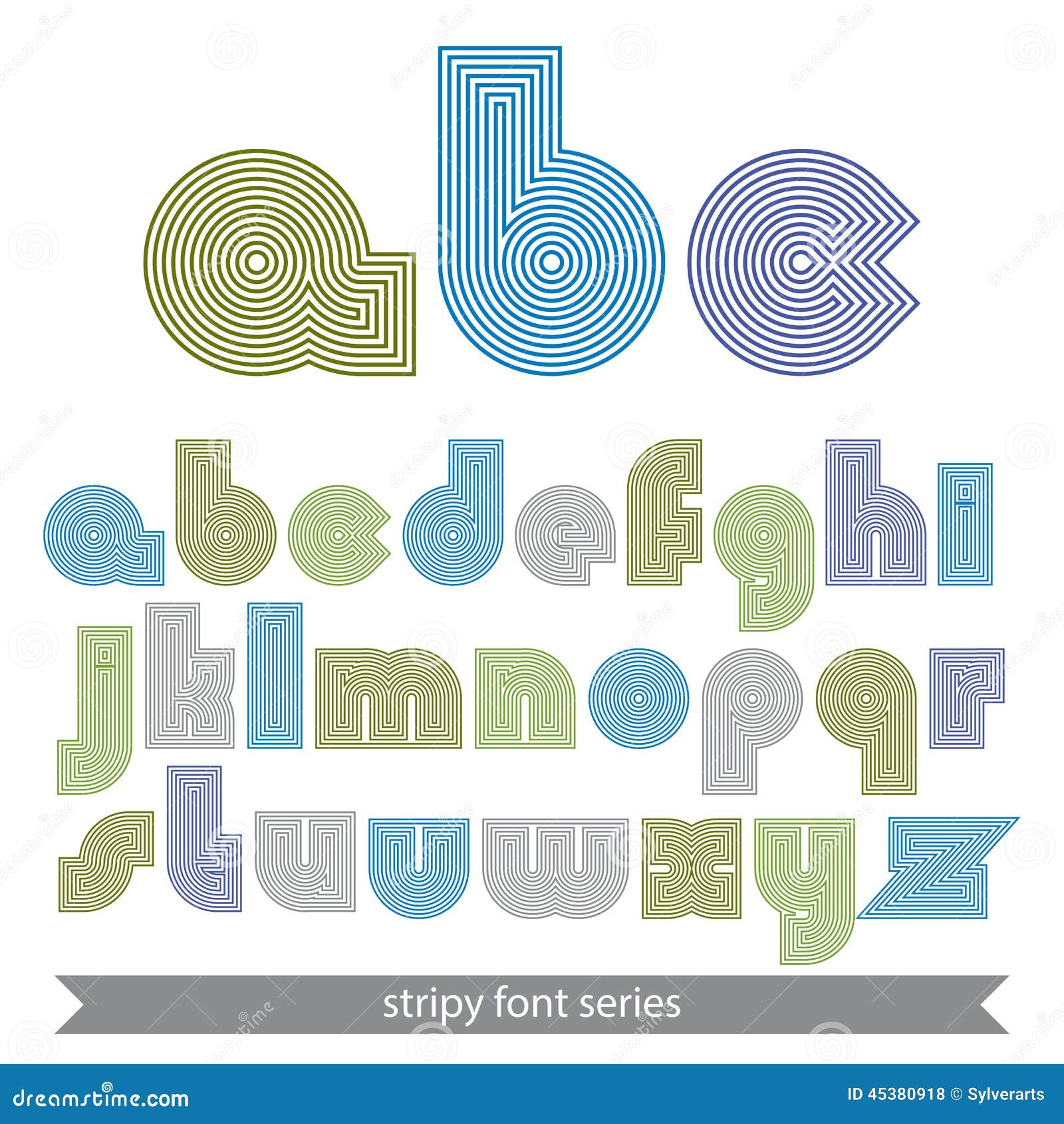Extraordinary Round Striped Font. Vector Lowercase Stock Vector ...