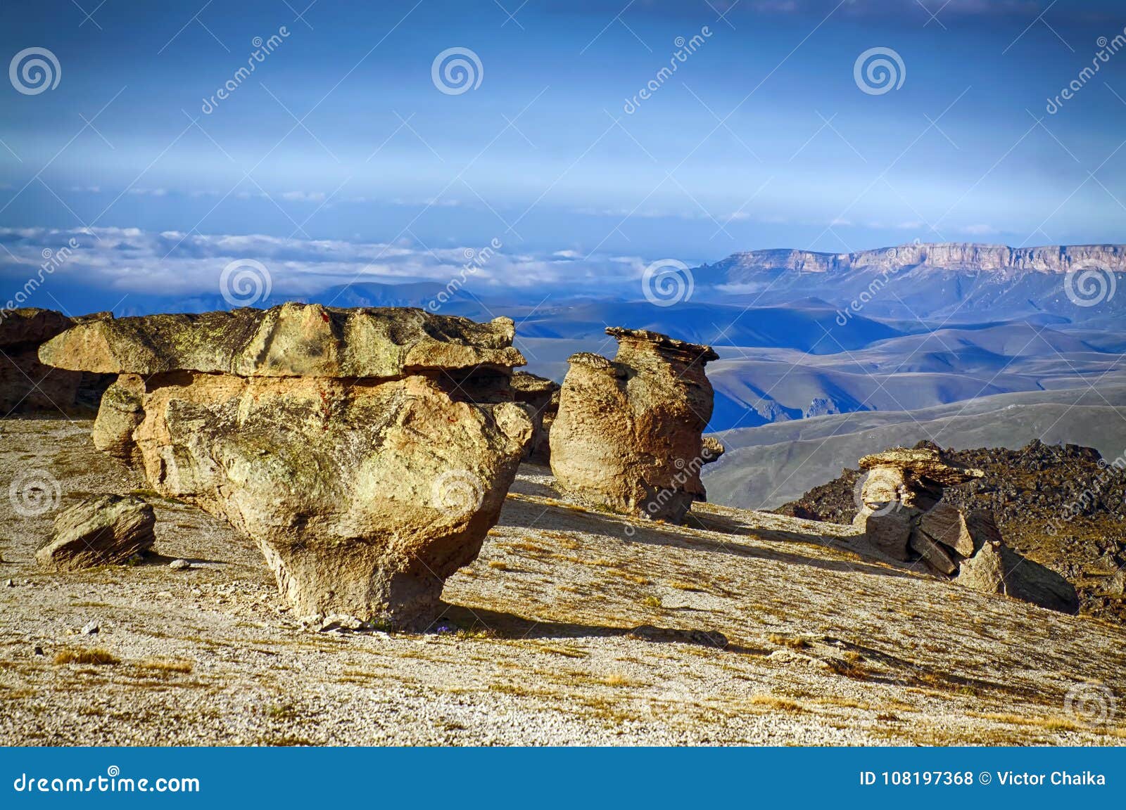 Extraordinary Strange Stones on Mountains Background. Stock Photo ...