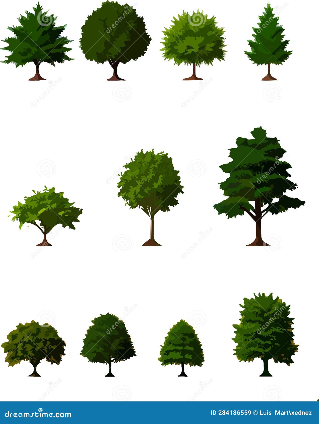 Extraordinary Trees Bushes Shrubs Seasesonal Vector Art Stock Vector ...