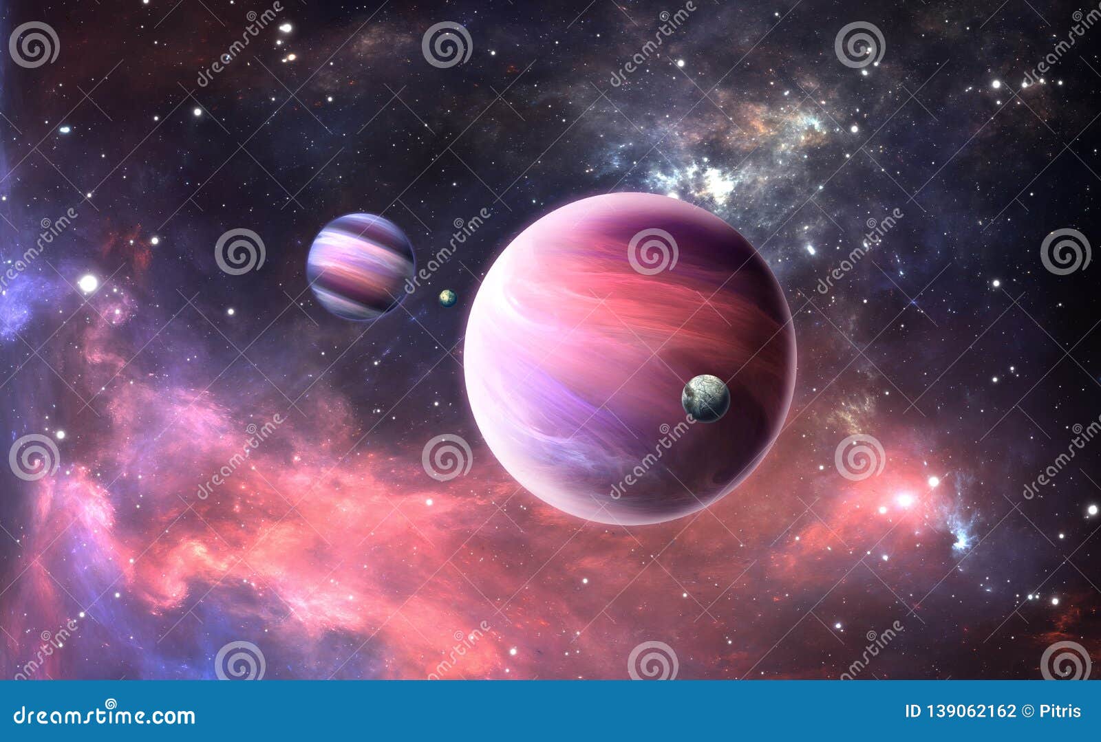 Extrasolar Planet with Atmosphere and Moon Stock Illustration ...