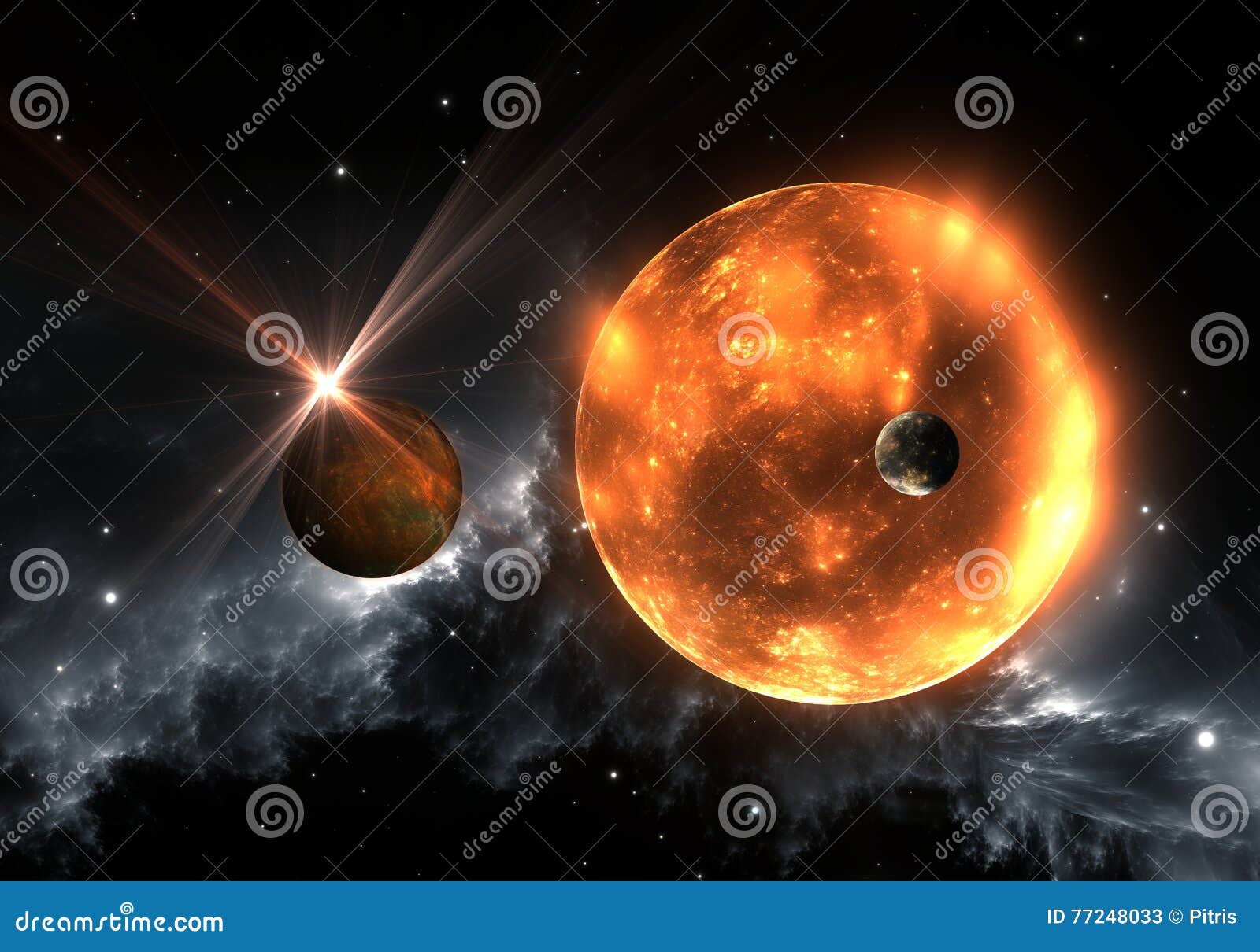 Extrasolar Planets Or Exoplanets And Red Dwarf Or Red Supergiant Stock ...