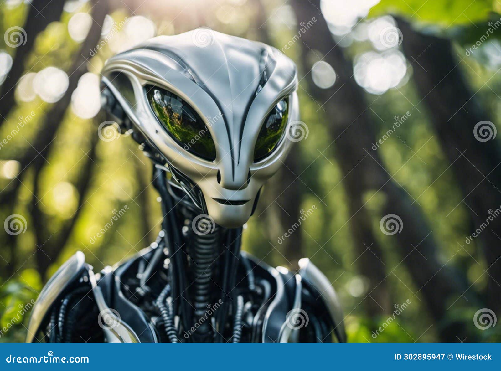 Extraterrestrial Robotic Creature Standing in a Lush Forest, AI ...