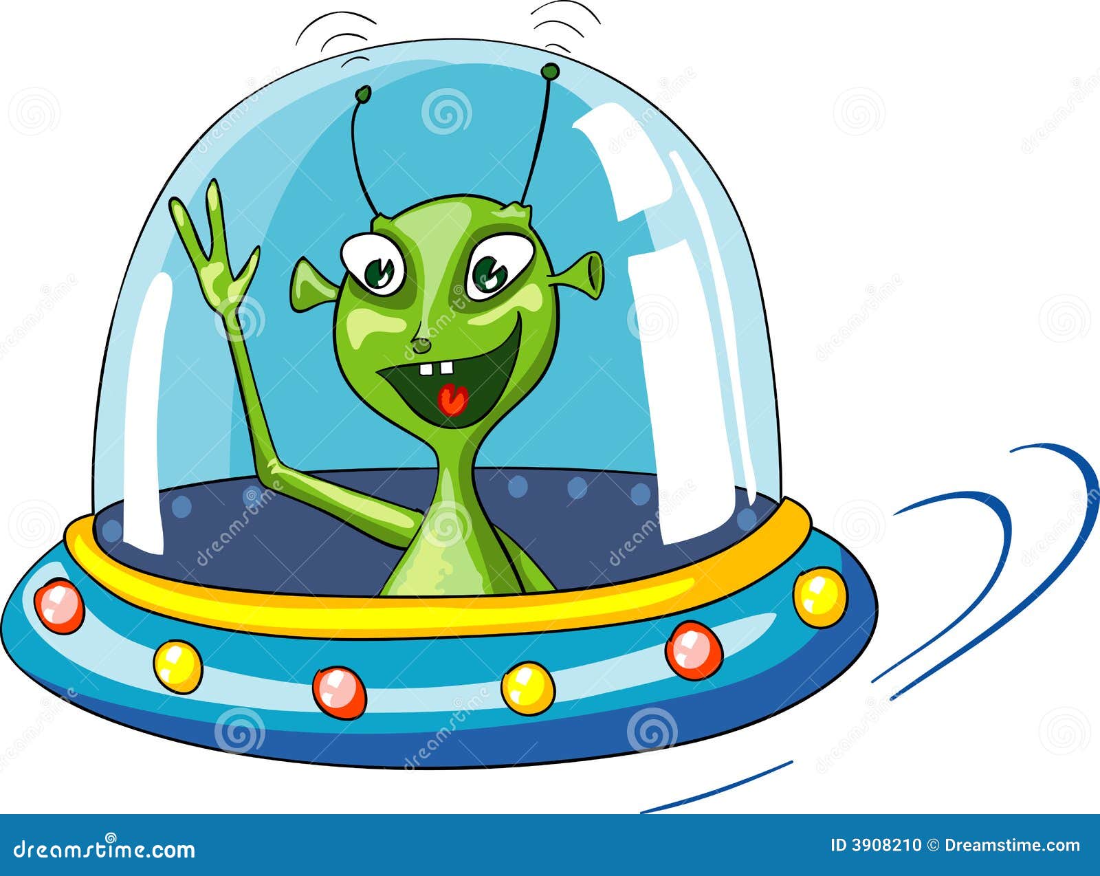 Extraterrestrial Verde Divertido En Nave Espacial Ilustración del ...
