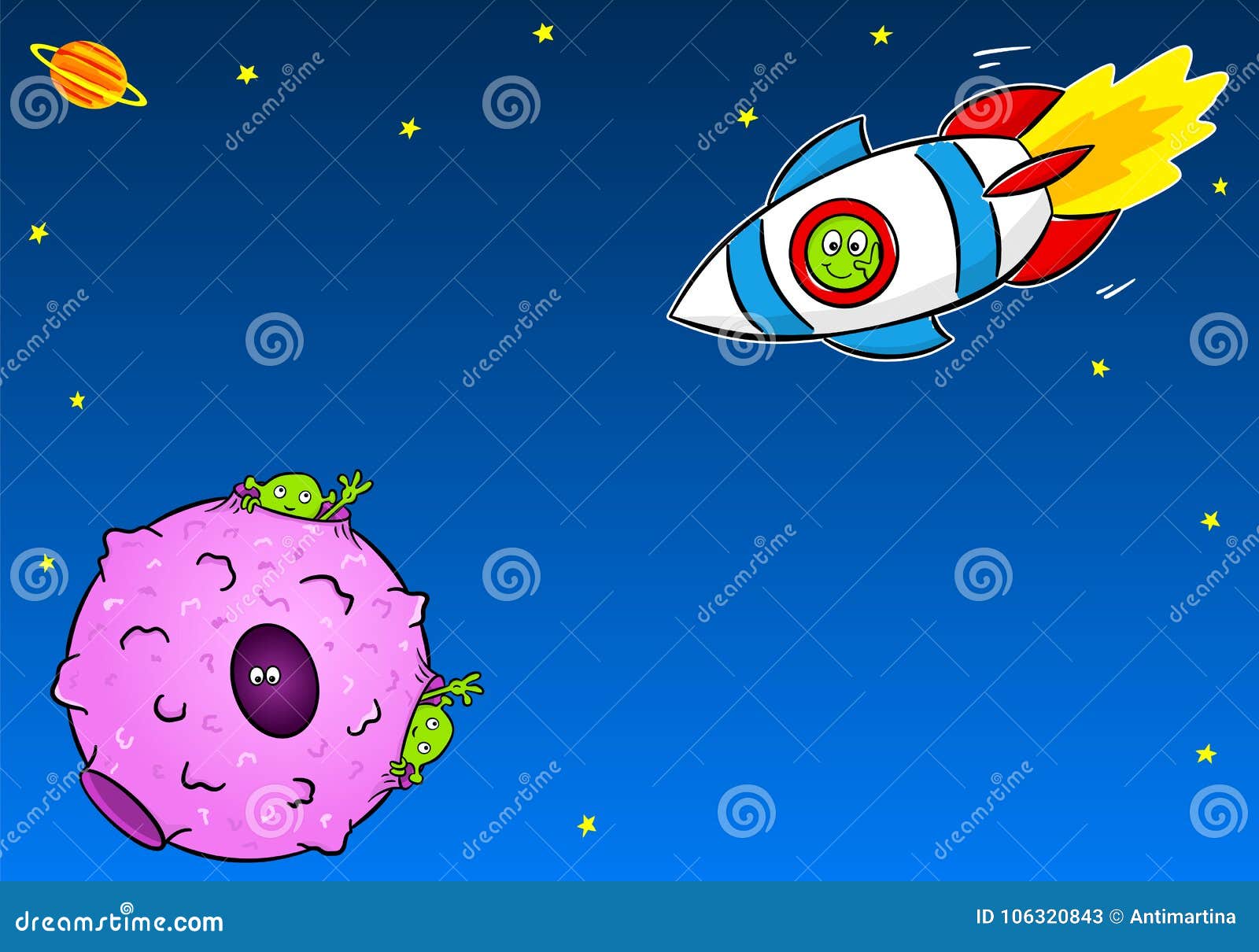 Extraterrestrials Wave To Another Alien in a Space Ship Stock Vector ...