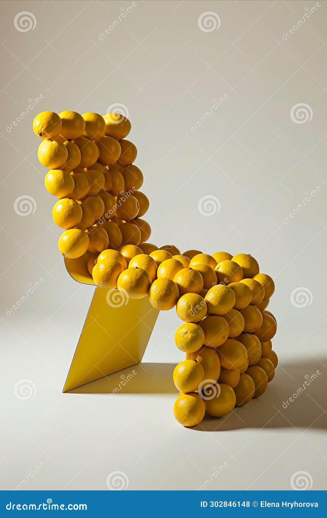 An Extravagant Chair Made of Lemons on a White Background Stock Photo ...