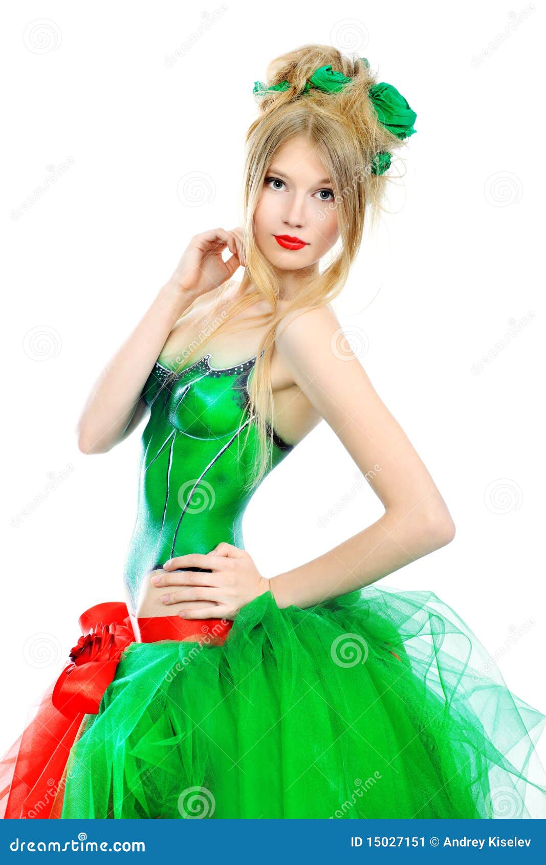 Extravagant dress stock image. Image of cosmetics, green - 15027151