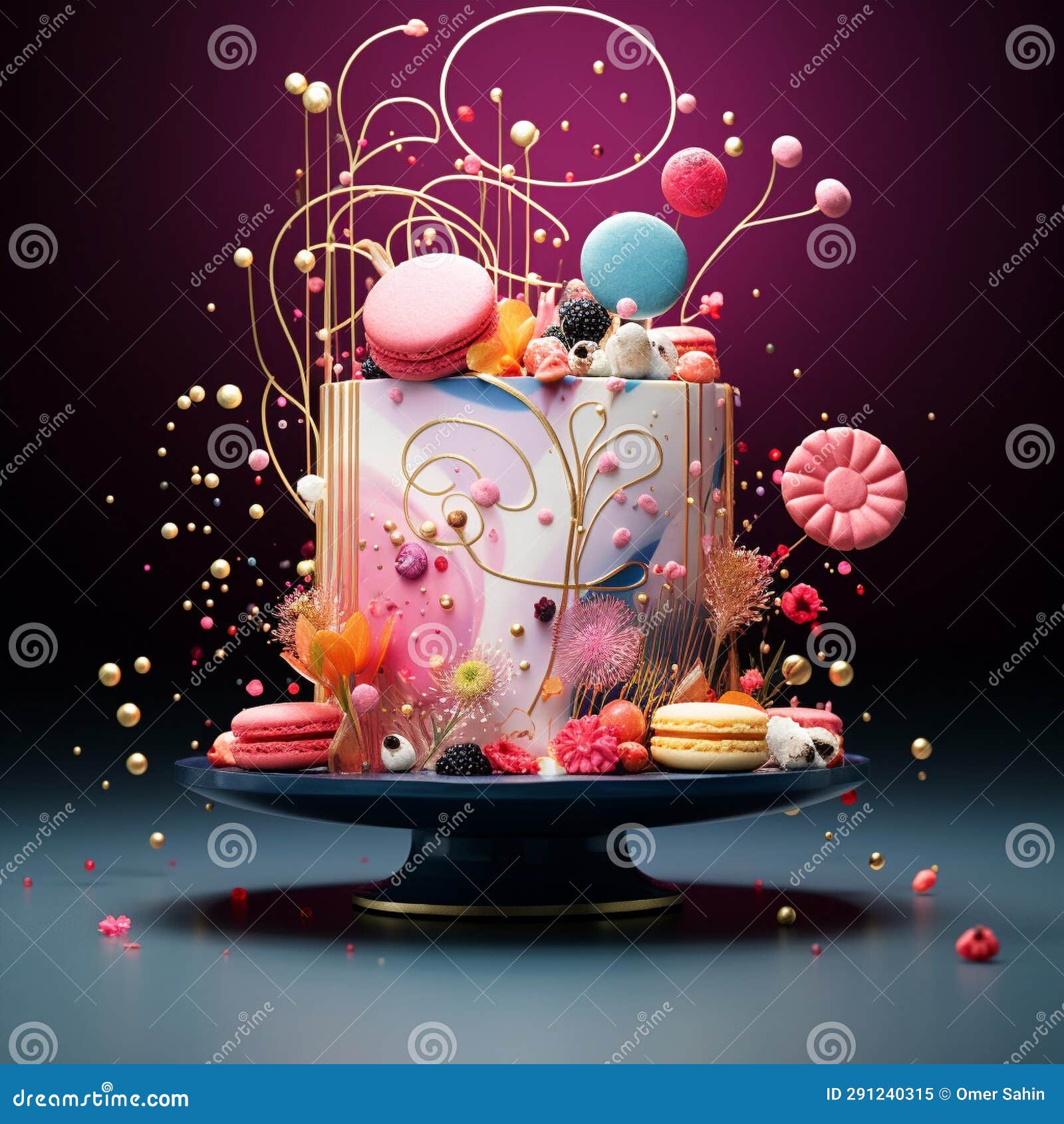 Extravagant Gravity-Defying Cake with Whimsical Elements Stock ...