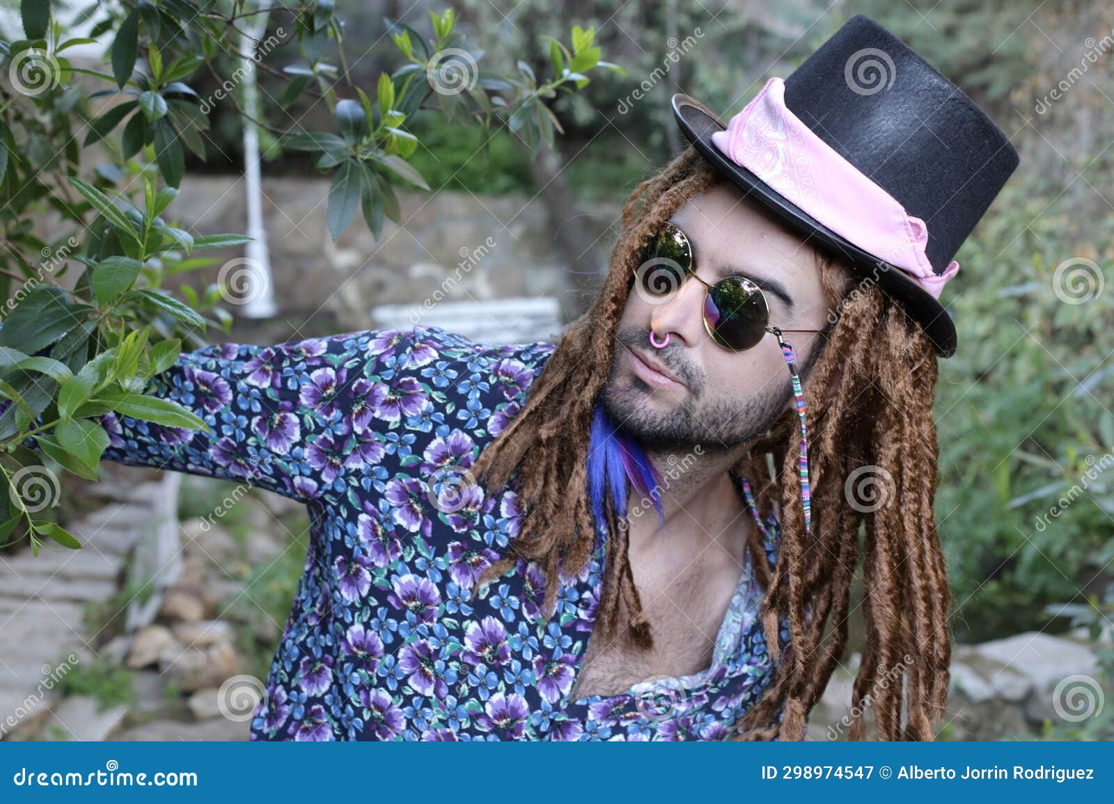 Extravagant Man with Dreadlocks Hairstyle and Septum Nose Ring Stock ...