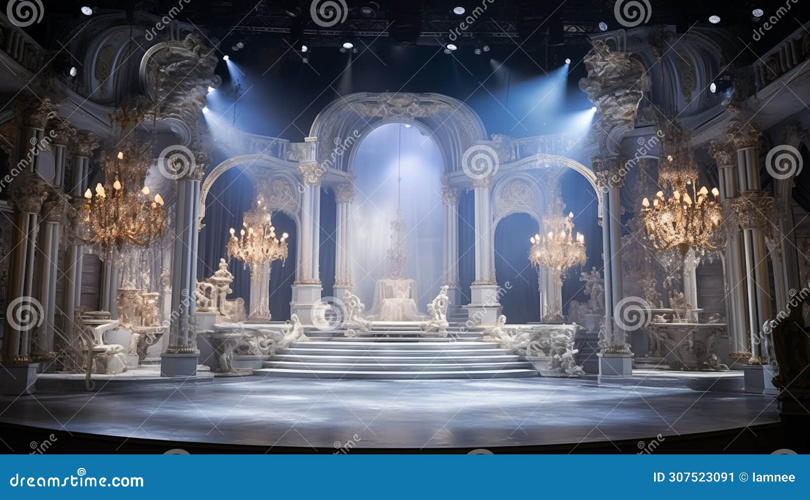 Lavish Sets and Lighting Adorn Extravagant Stage Production.AI ...