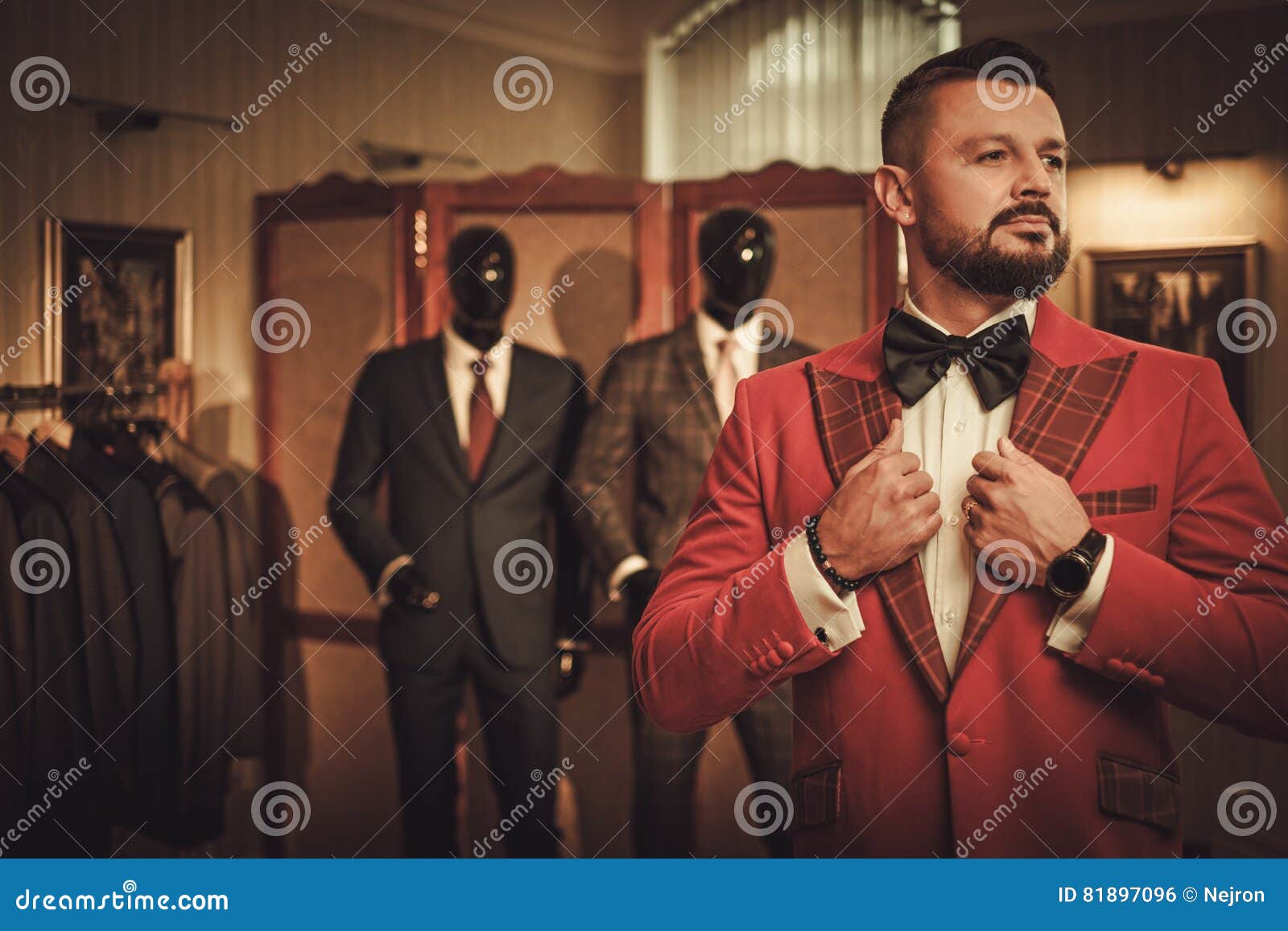Extravagant Stylish Man in Tailor Studio Stock Photo - Image of beard ...