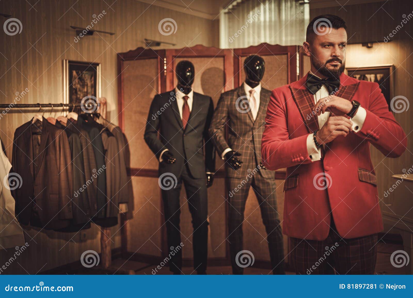 Extravagant Stylish Man in Tailor Studio Stock Image - Image of adult ...