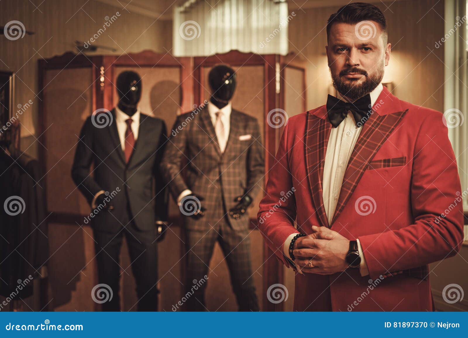 Extravagant Stylish Man in Tailor Studio Stock Photo - Image of beard ...