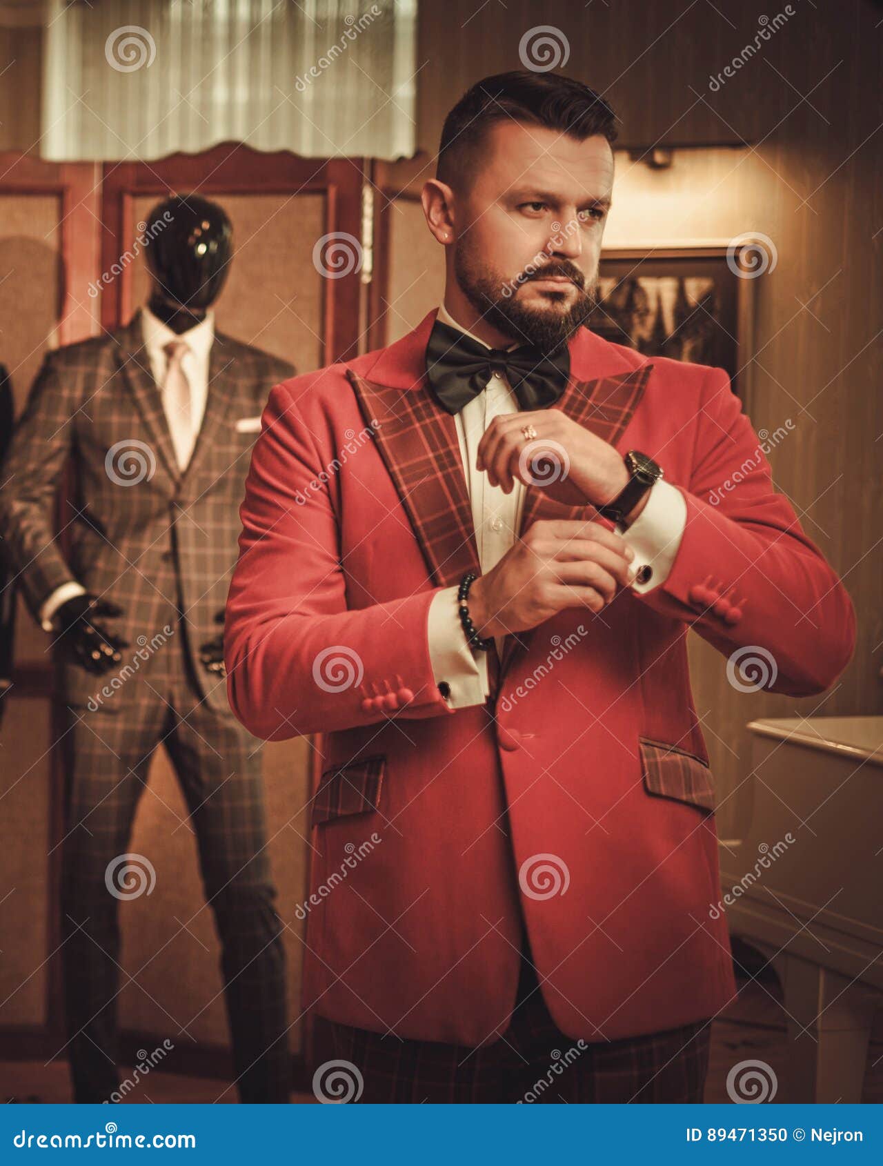 Extravagant Stylish Man in Tailor Studio Stock Photo - Image of fashion ...