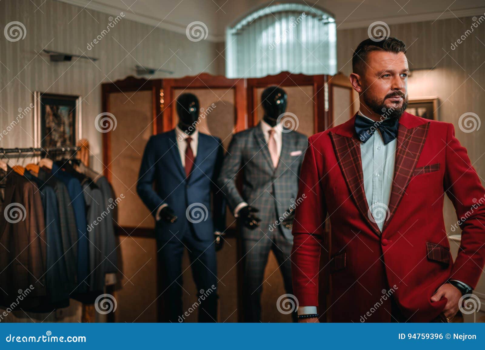 Extravagant Stylish Man in Tailor Studio. Stock Photo - Image of good ...
