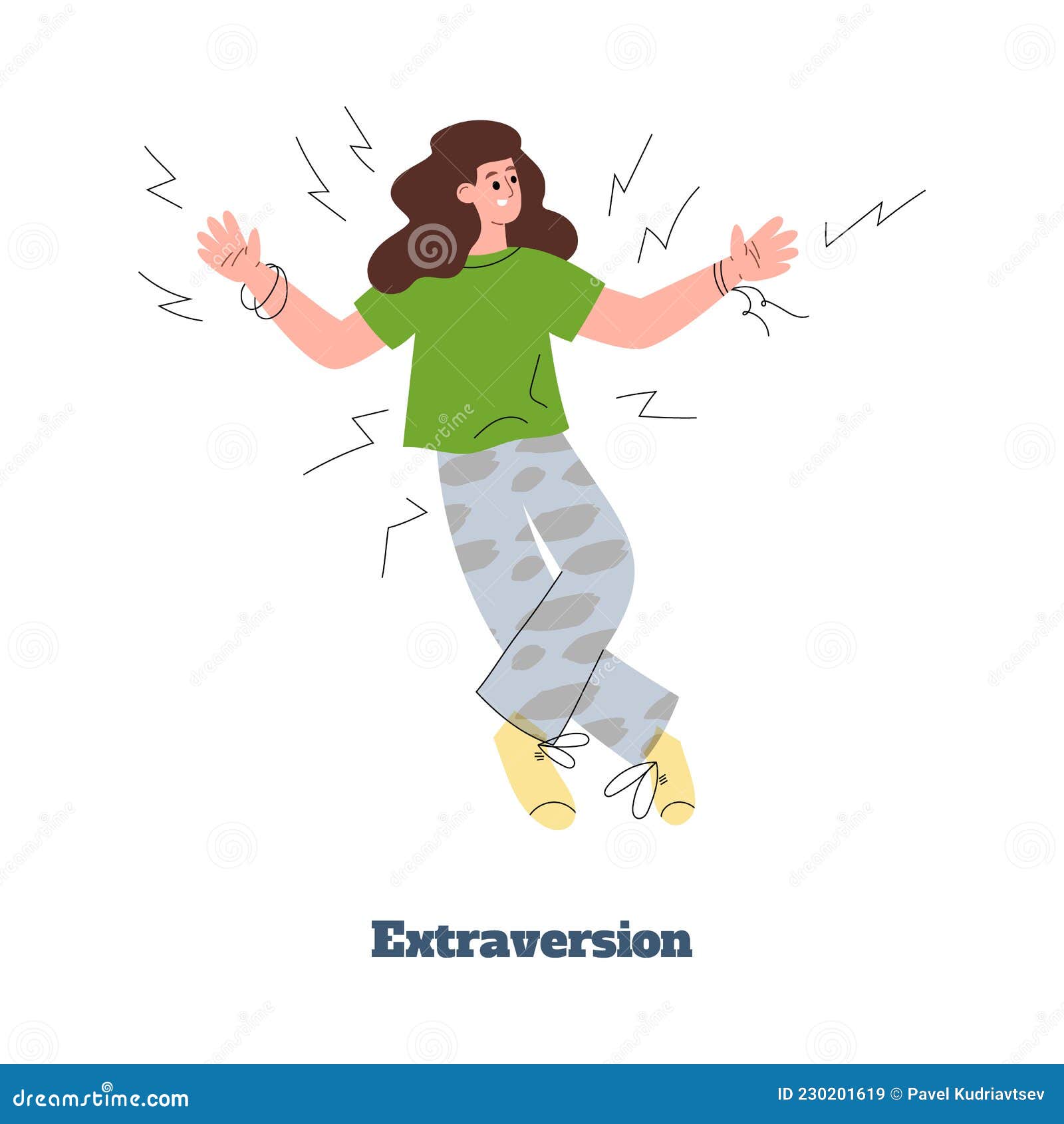Extraversion Psycho Type of MBTI Personality, Flat Vector Illustration ...