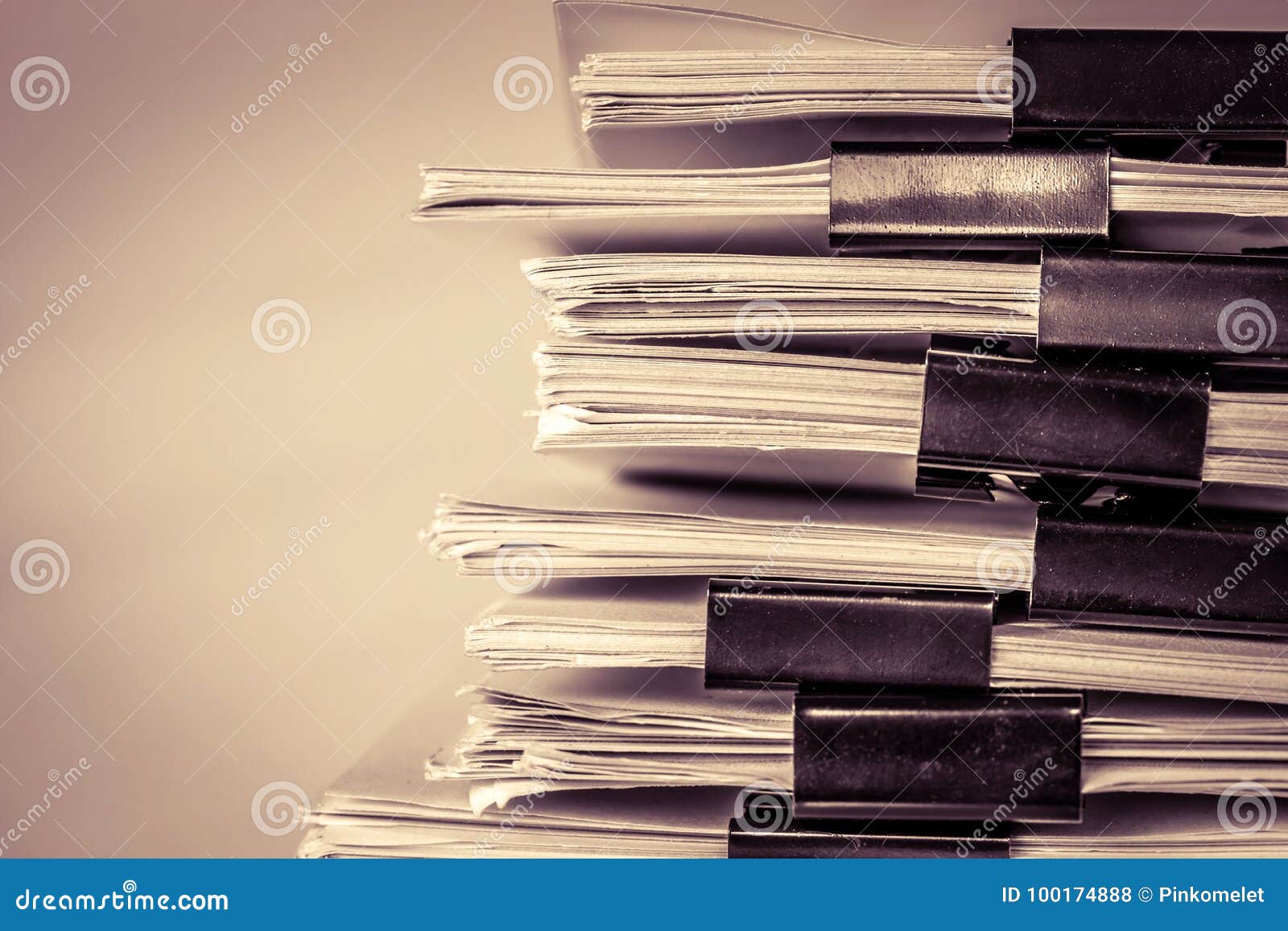 Extreamly Close Up the Stacking of Office Working Document with Stock ...