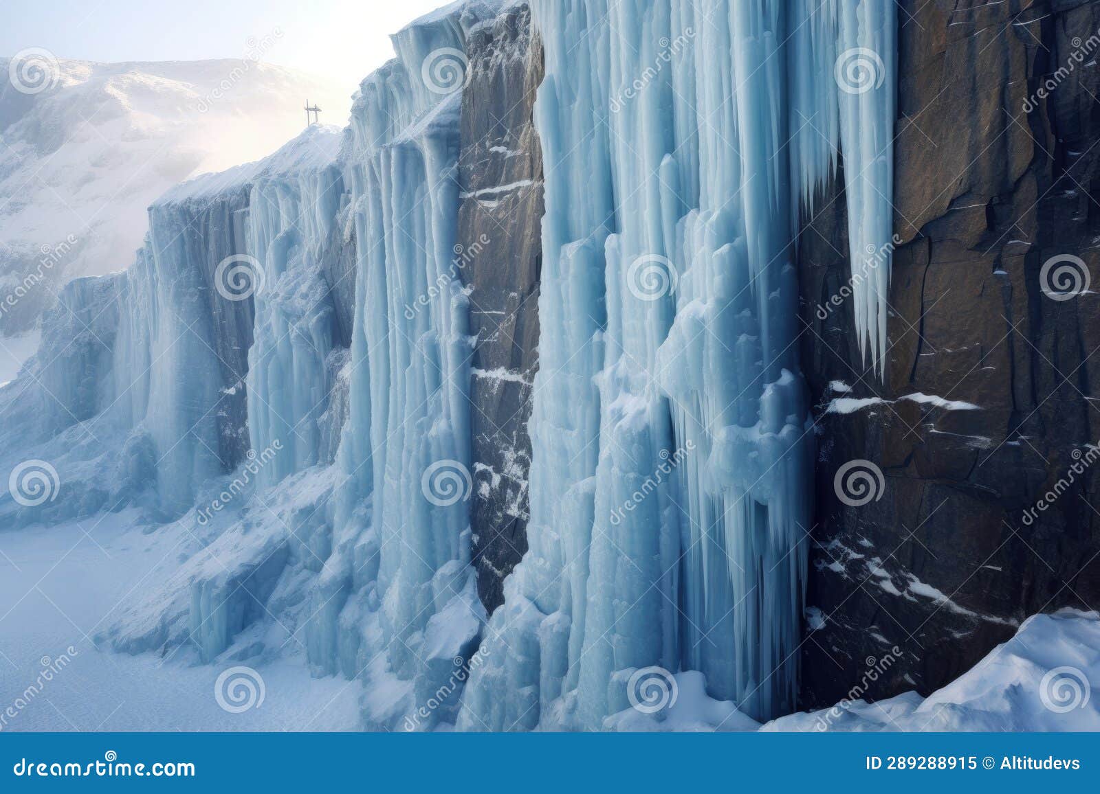 Extreme Cliff Face with Snow and Ice Formations Stock Image - Image of ...