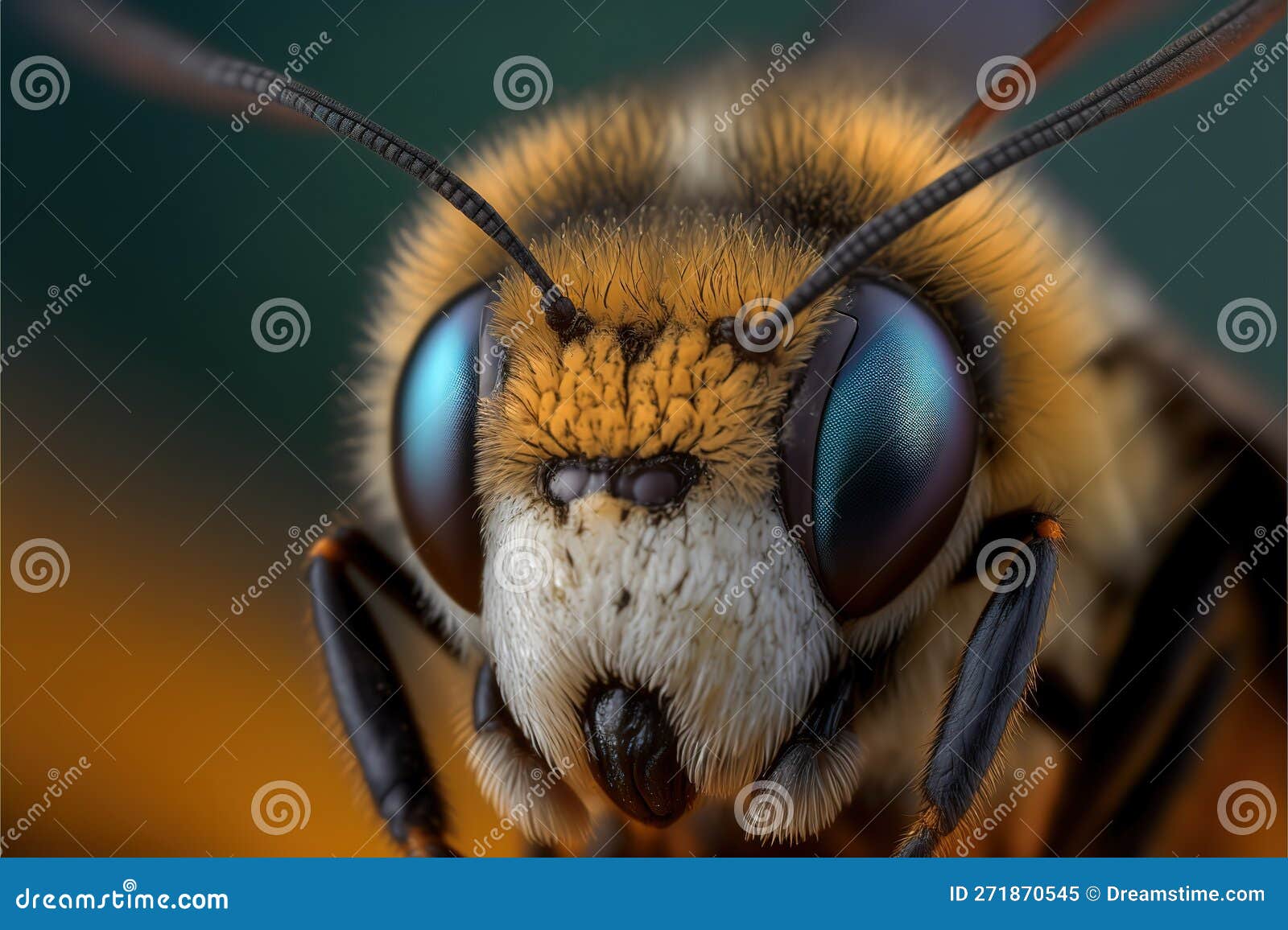 Extreme Close Up of a Bee, Macro of a Honeybee. Generative AI Stock ...