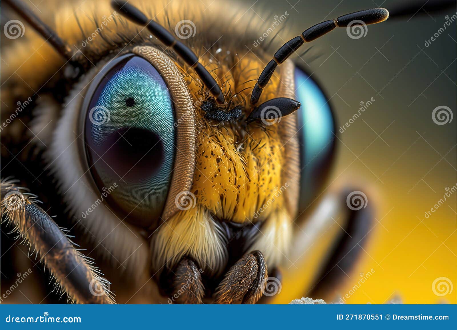 Extreme Close Up of a Bee, Macro of a Honeybee. Generative AI Stock ...