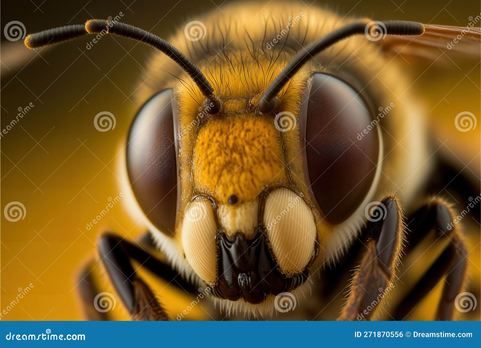 Extreme Close Up of a Bee, Macro of a Honeybee. Generative AI Stock ...