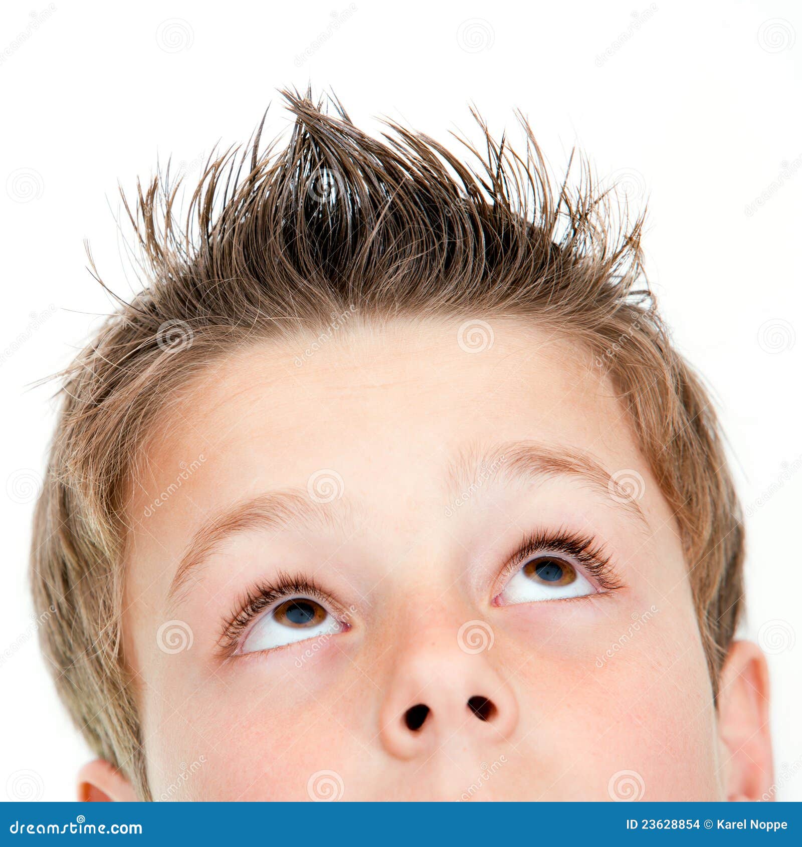 Extreme Close Up of Boy Looking Up. Stock Photo - Image of isolated ...