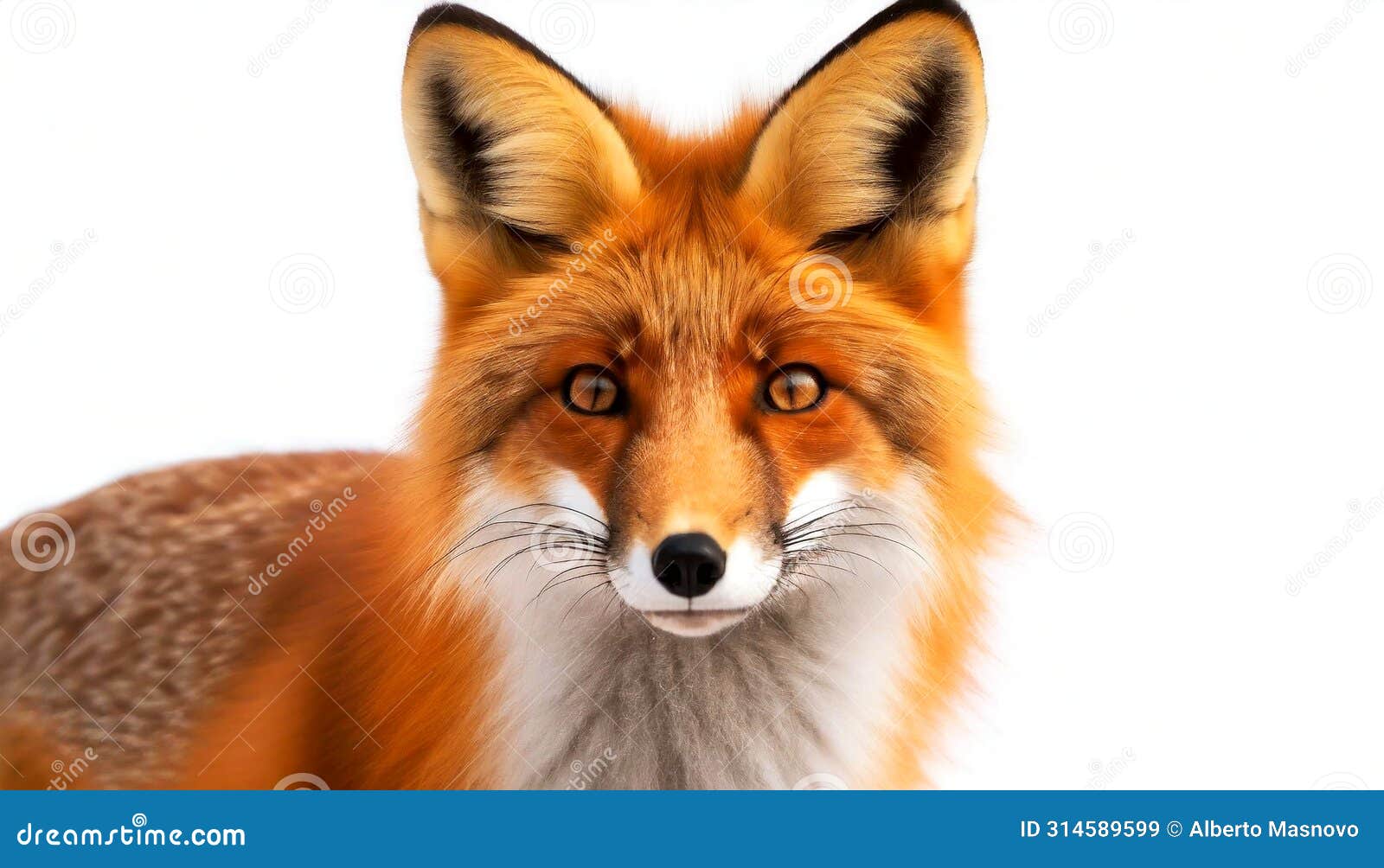 Close-up of a Head of Red Fox Isolated on White Background - Generative ...