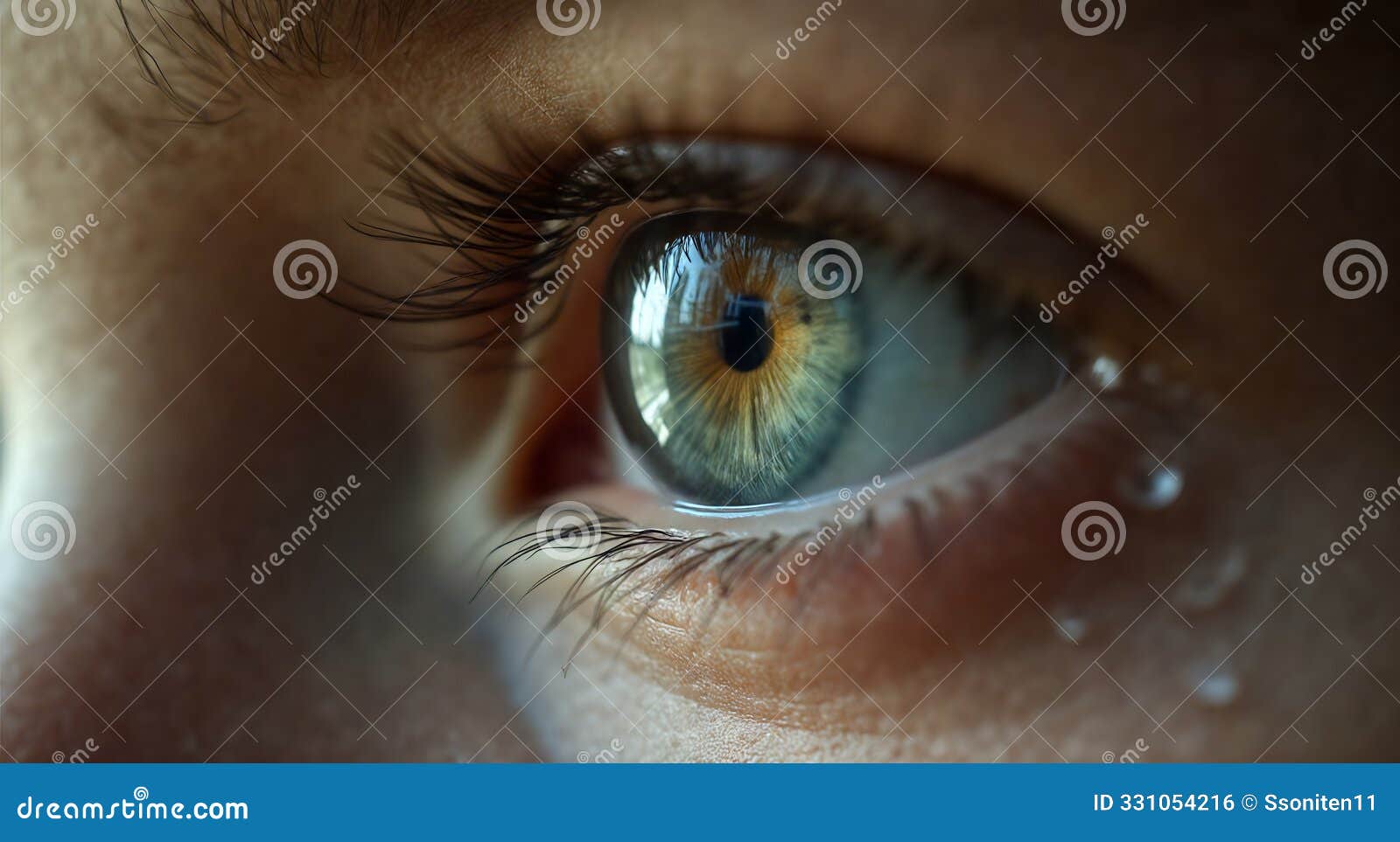 Extreme Close-up of Human Eye with Reflection Stock Illustration ...