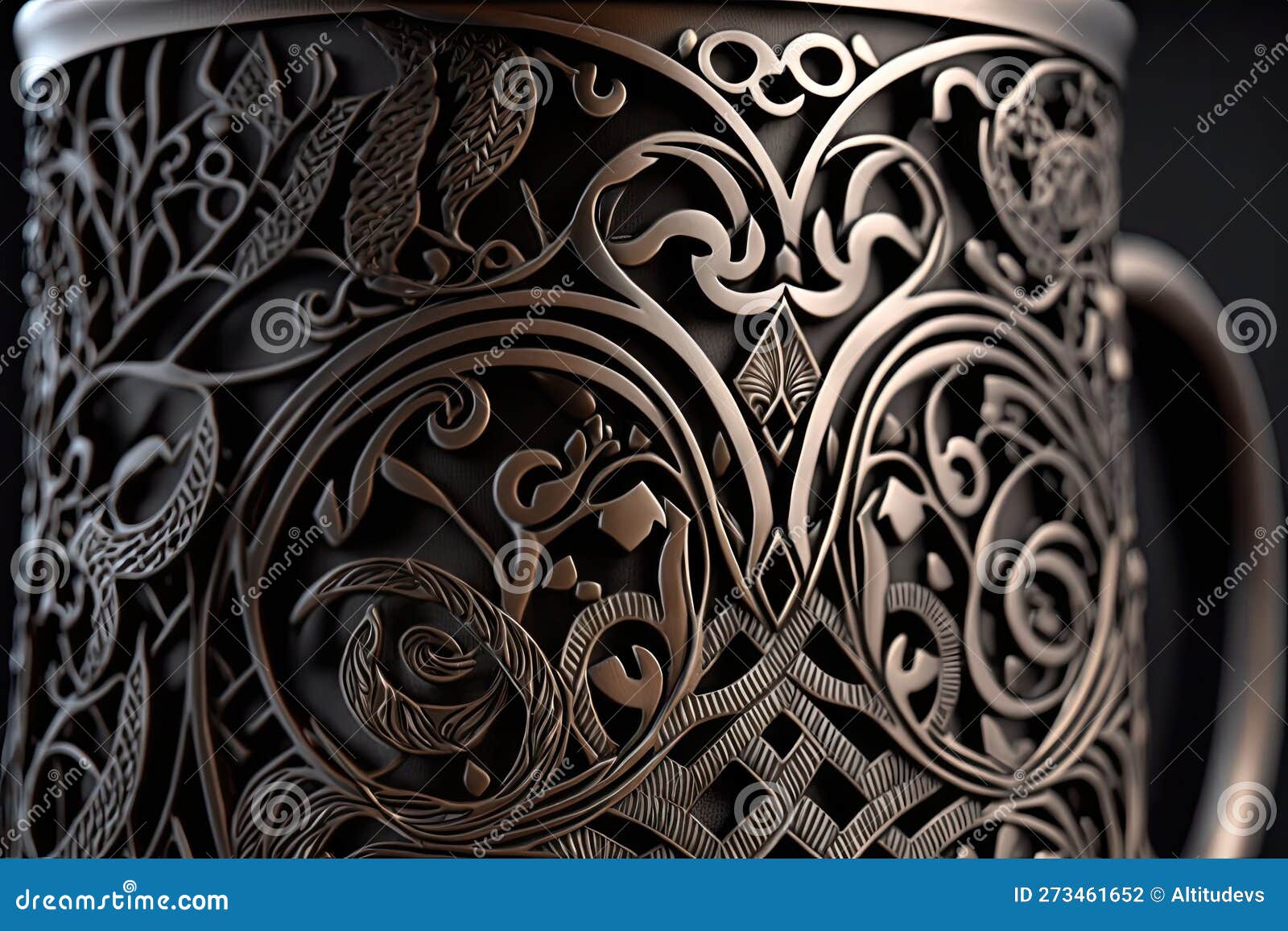 Extreme Close-up of Intricate Ironwork Design on Mug Stock Illustration ... Extreme Close-up of Intricate Ironwork Design on Mug Stock Illustration ...