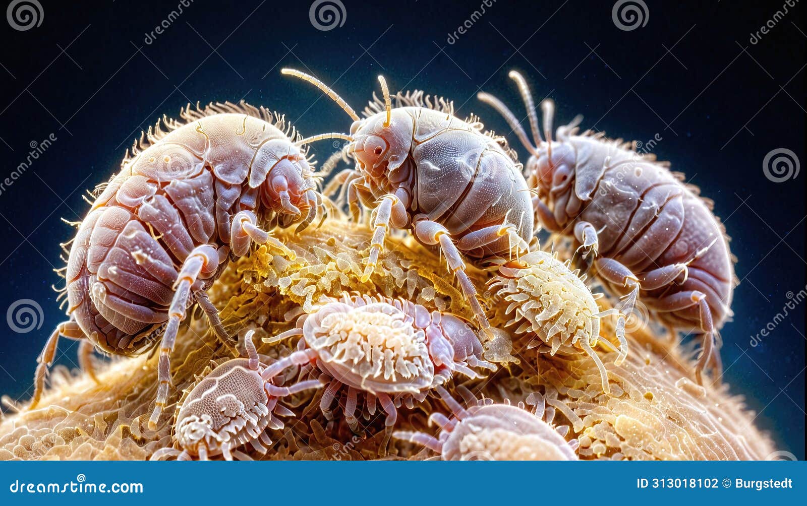 Extreme Close-up of a Mite Sitting on Organic Tissue and Dust - Ai ...