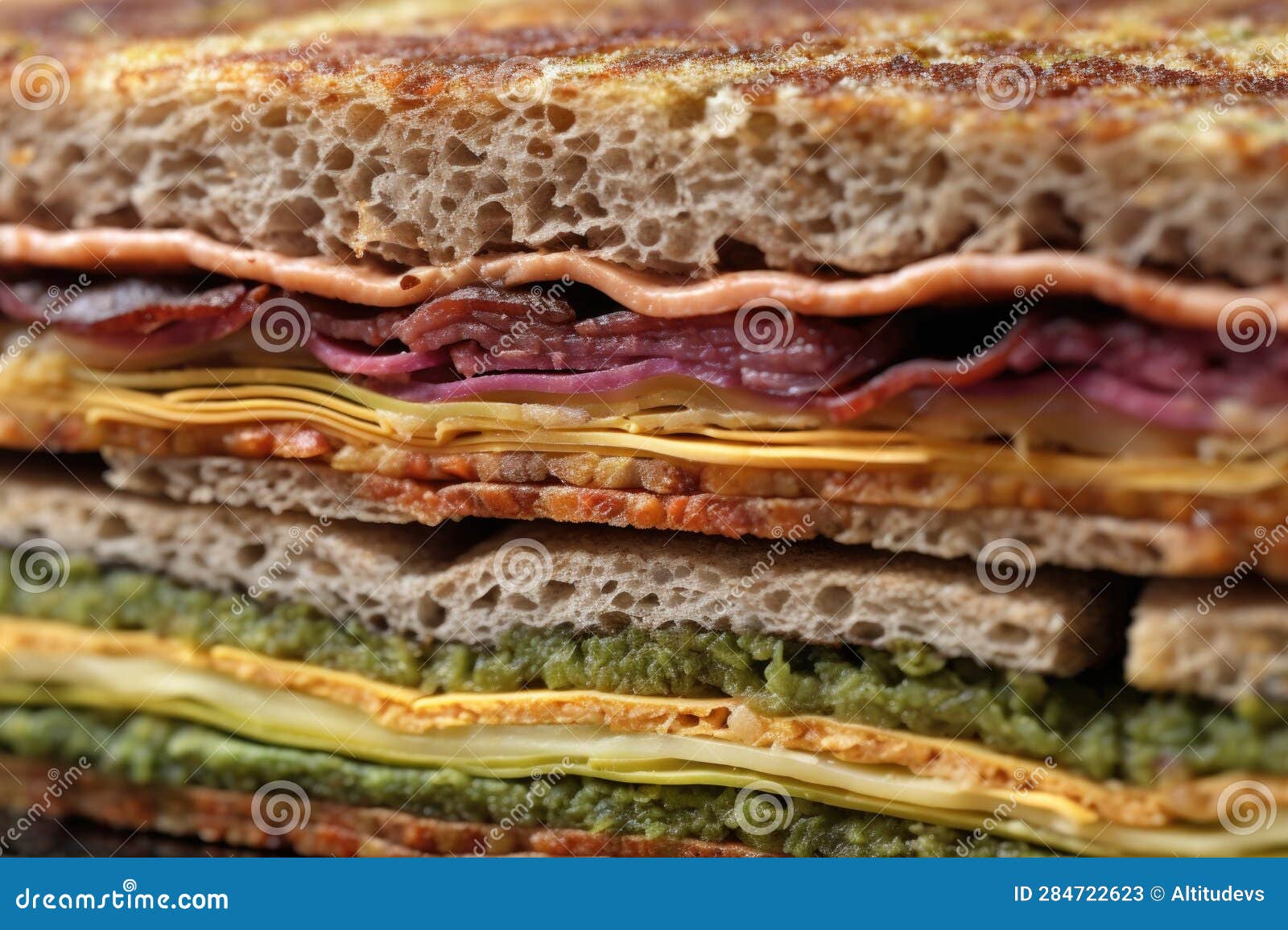 Extreme Close-up of Sandwich Textures and Layers Stock Illustration ...